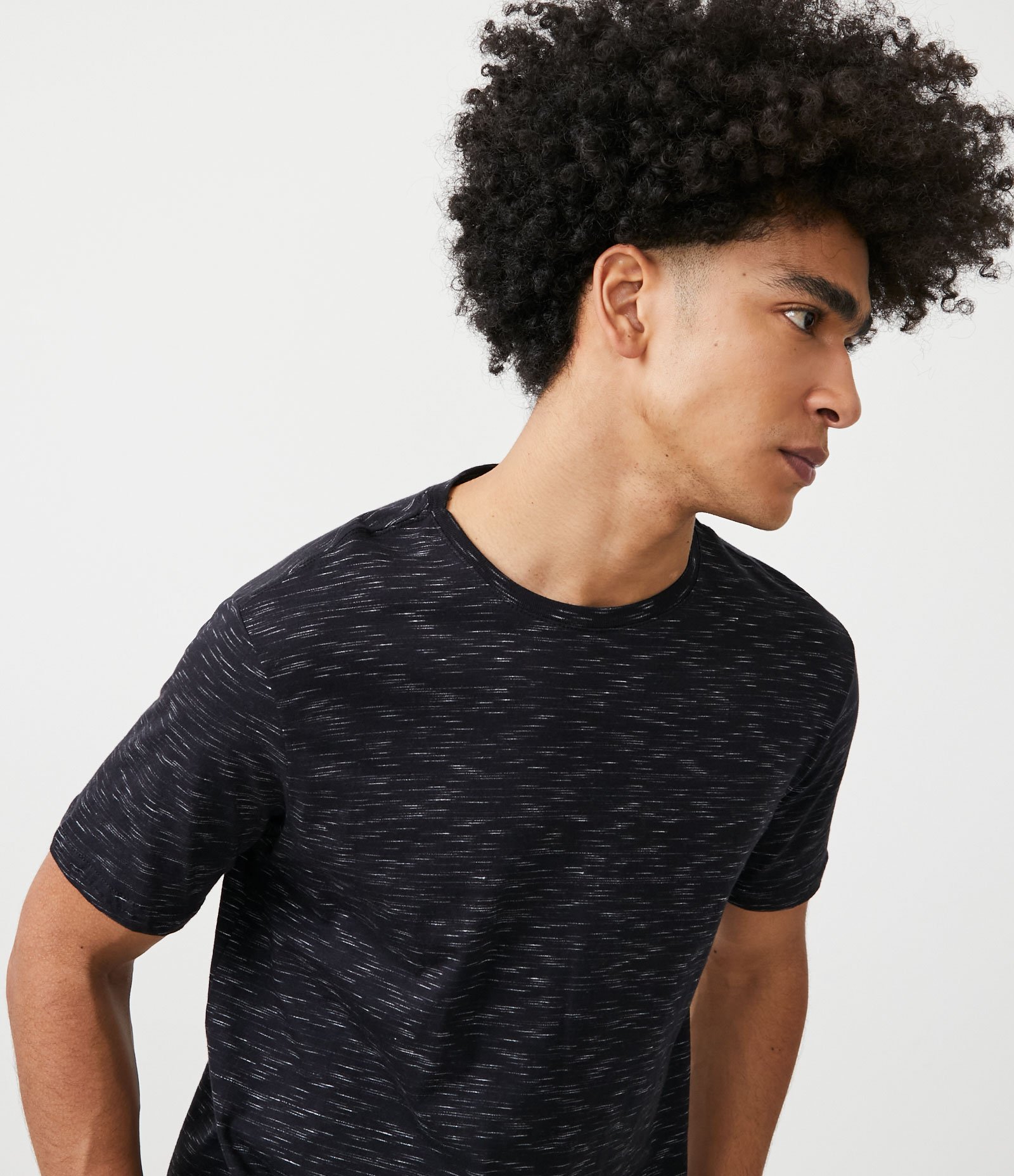 Camiseta em Algodão Mesclada com Manga Curta Stretch Limo