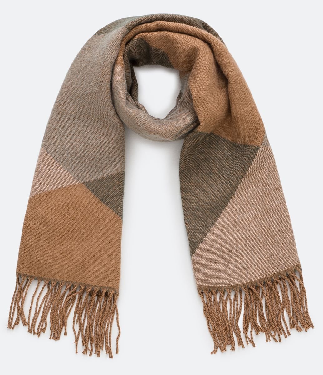 Cachecol com Blocos de Cores Geométricos Marrom - Renner