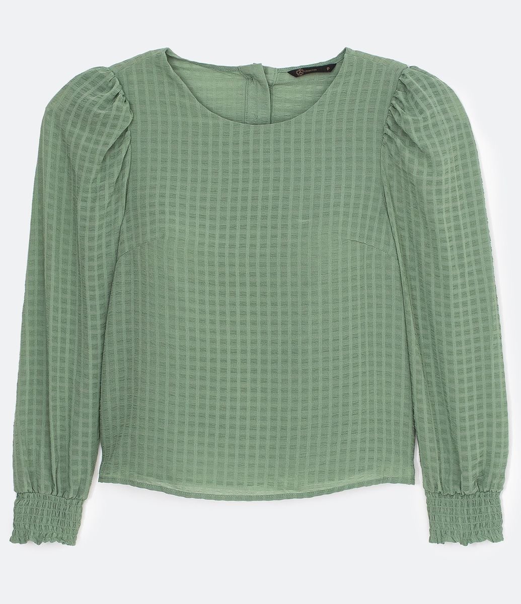 Blusa Manga Longa Com Punho De Elástico E Botões Nas Costas Verde Renner