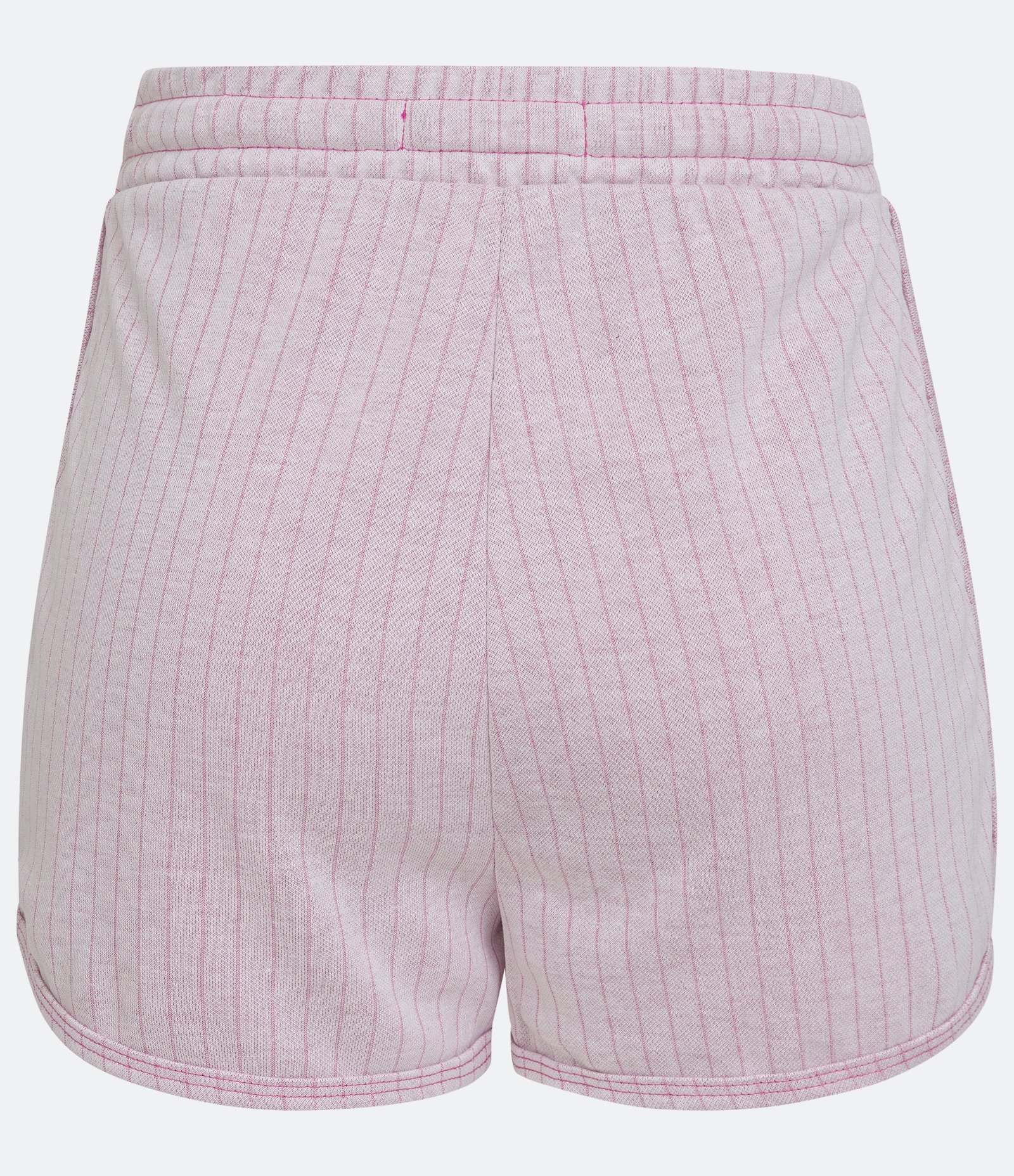 Short Runner em Moletinho Estampa Risca de Giz com Amarração no Cós Rosa