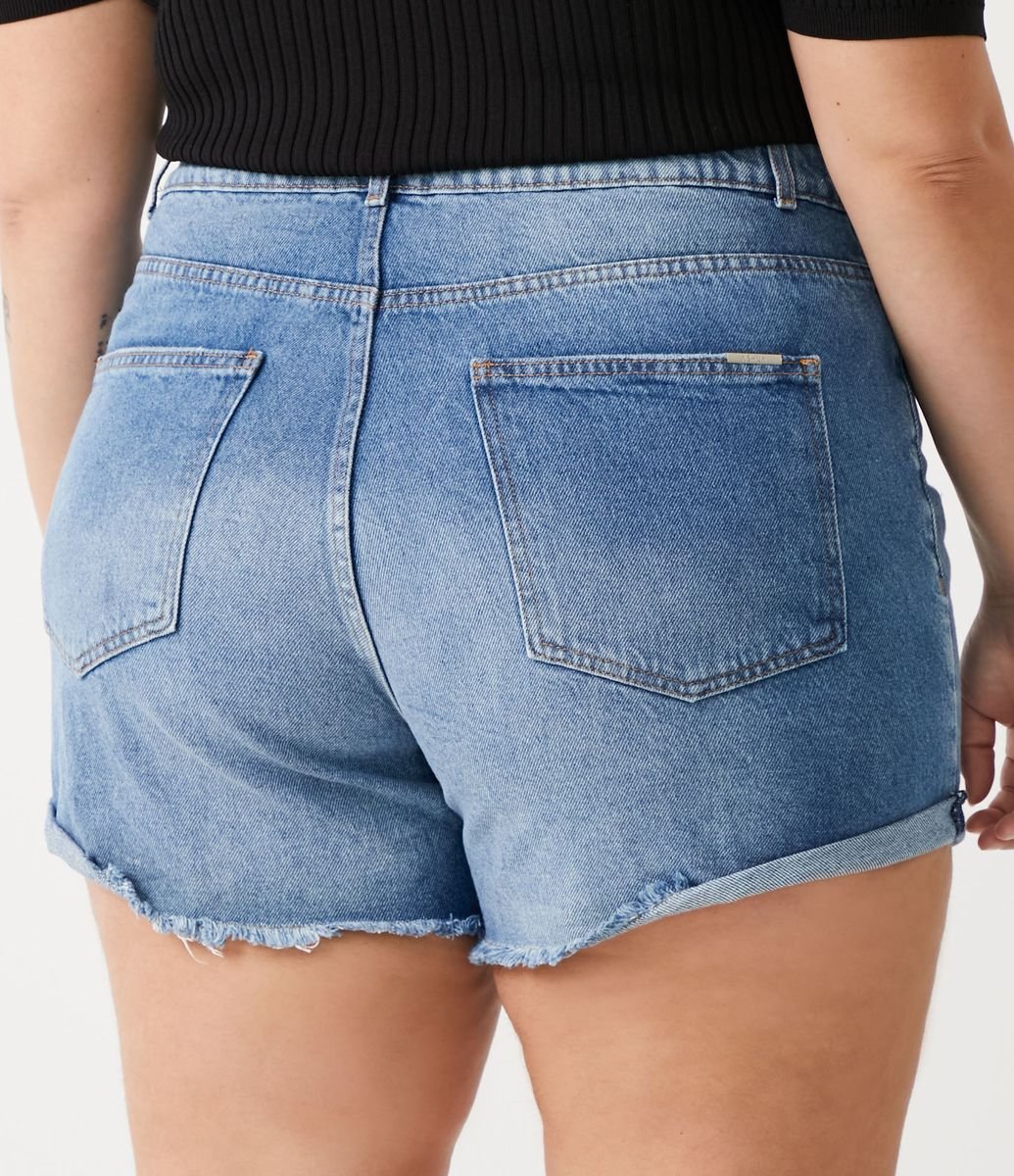 Short Mom Jeans Básico Curve & Plus Size Azul - Renner