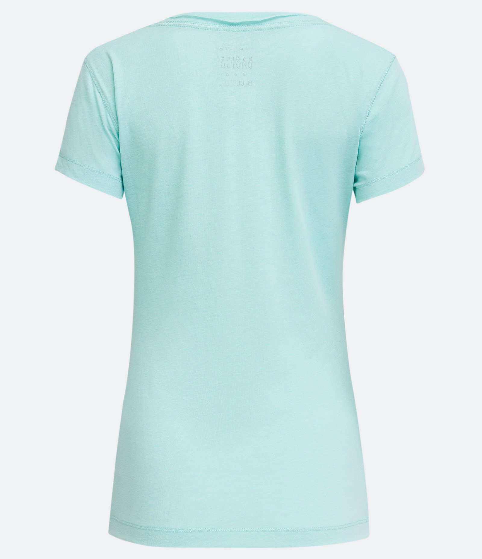 Blusa Básica em Algodão com Manga Curta e Bolsinho Azul Claro