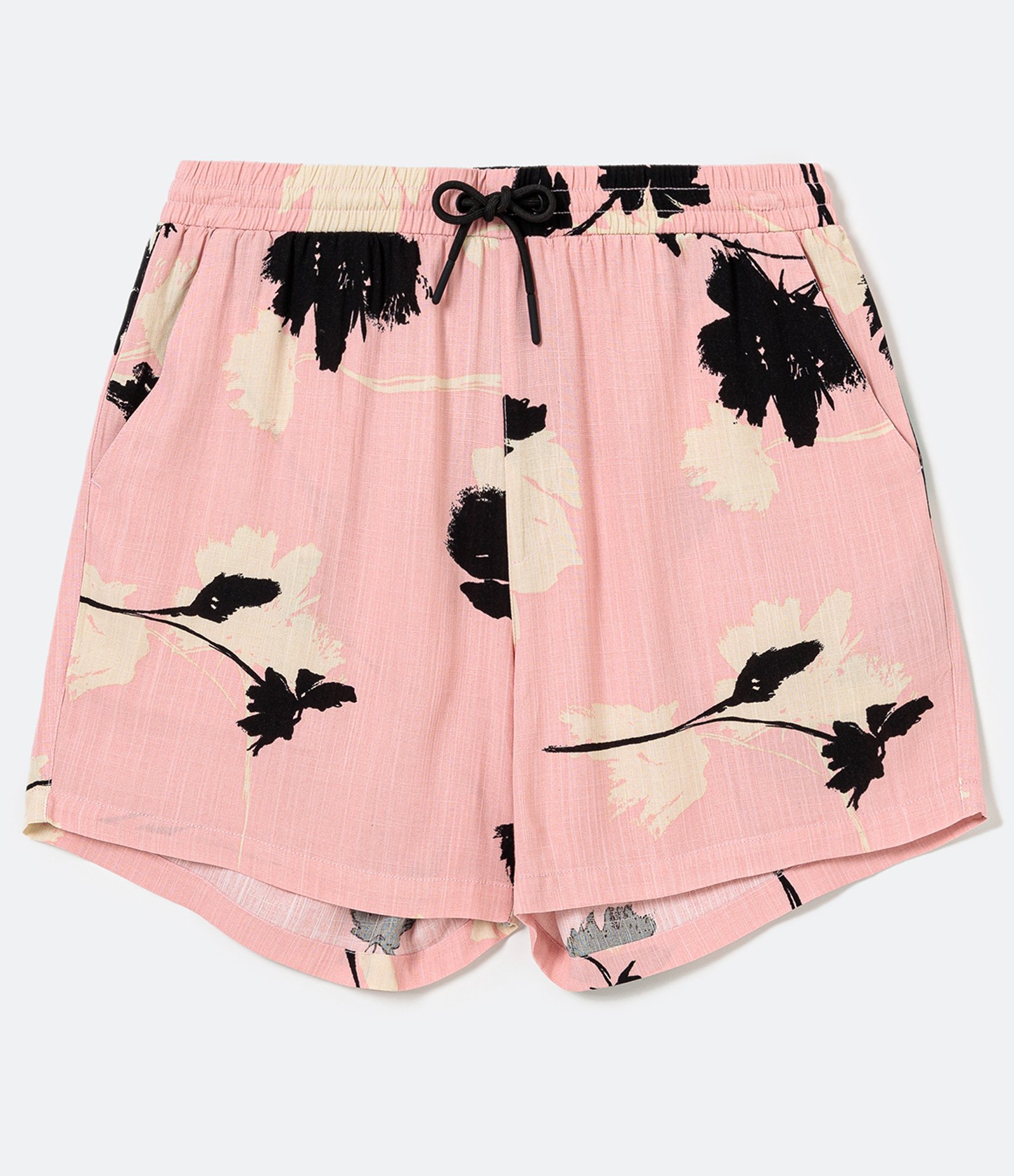Bermuda Floral com Cós Elástico Rosa
