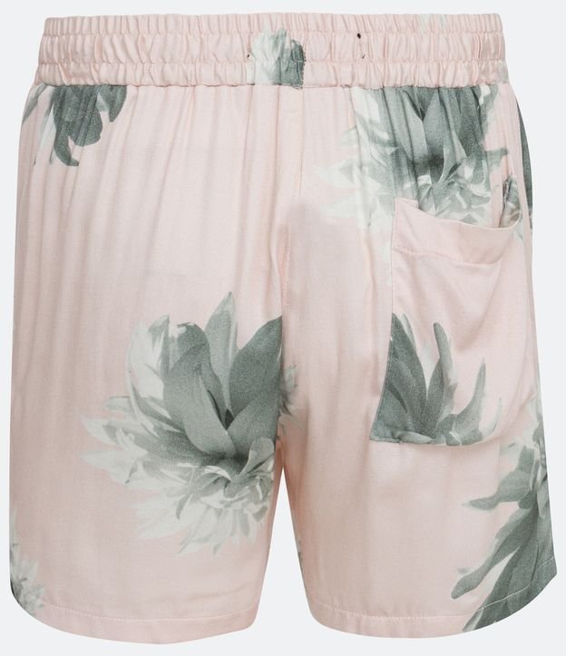 Bermuda em Viscose com Estampa Floral Rosa