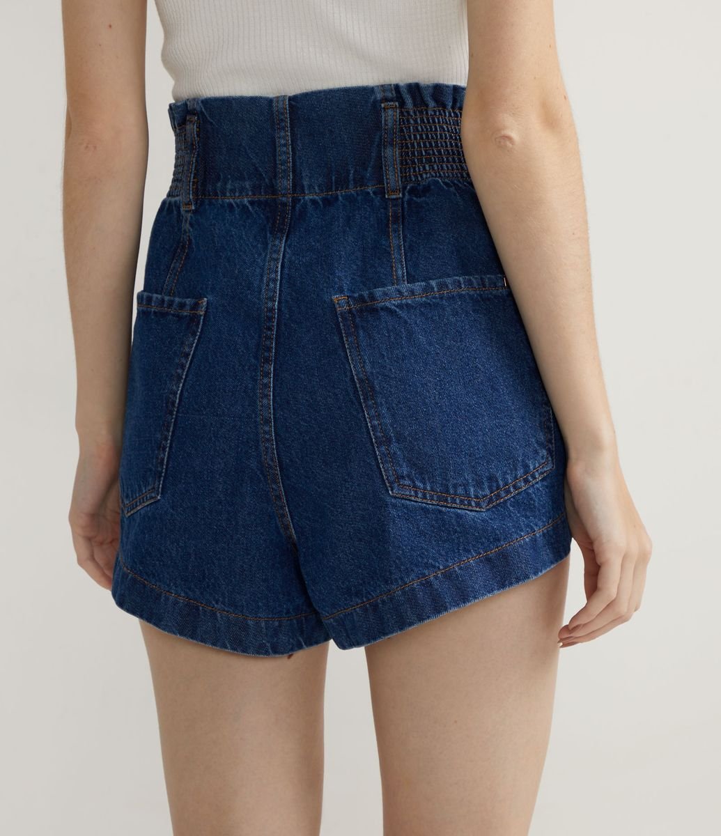 Short Baggy Jeans com Cintura Alta e Cós Elástico Azul - Renner