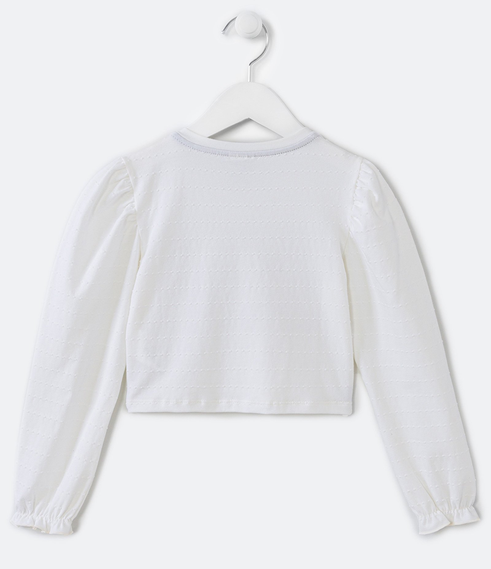 Blusa Manga Longa com Estampa de Borborletinhas e Lettering Branco