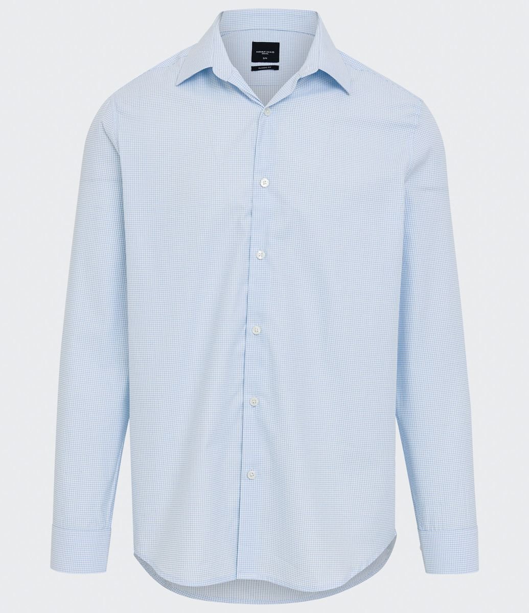 Camisa Classic em Algodão com Estampa Xadrez Azul/ Branco - Renner