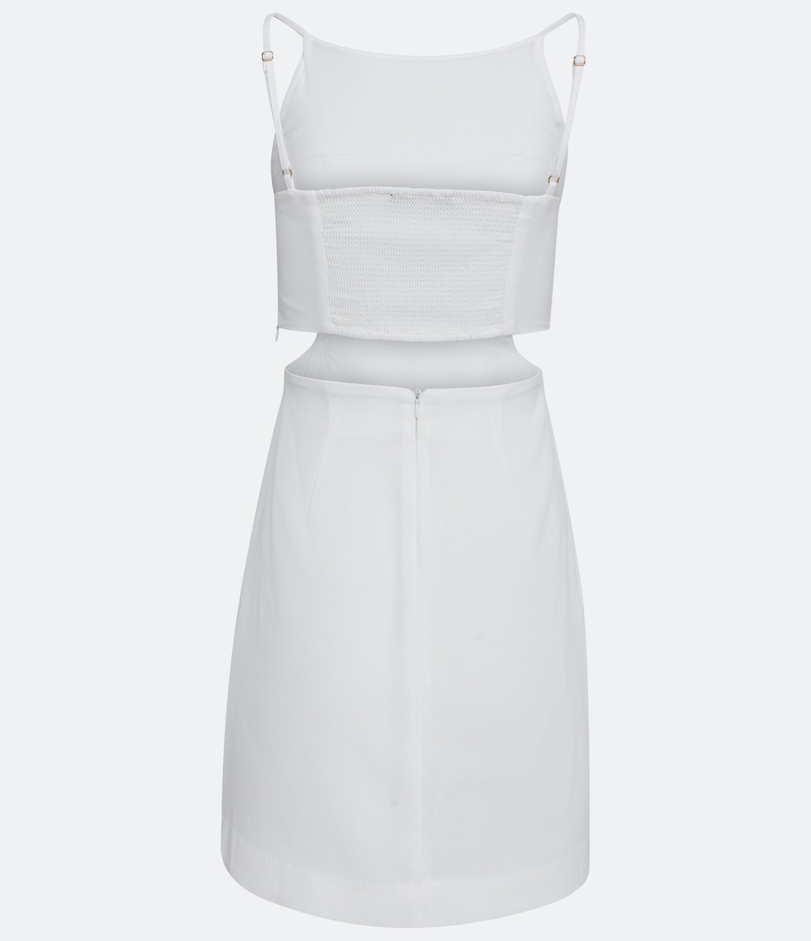 Vestido Curto em Crepe com Recorte Lateral Vazado Branco