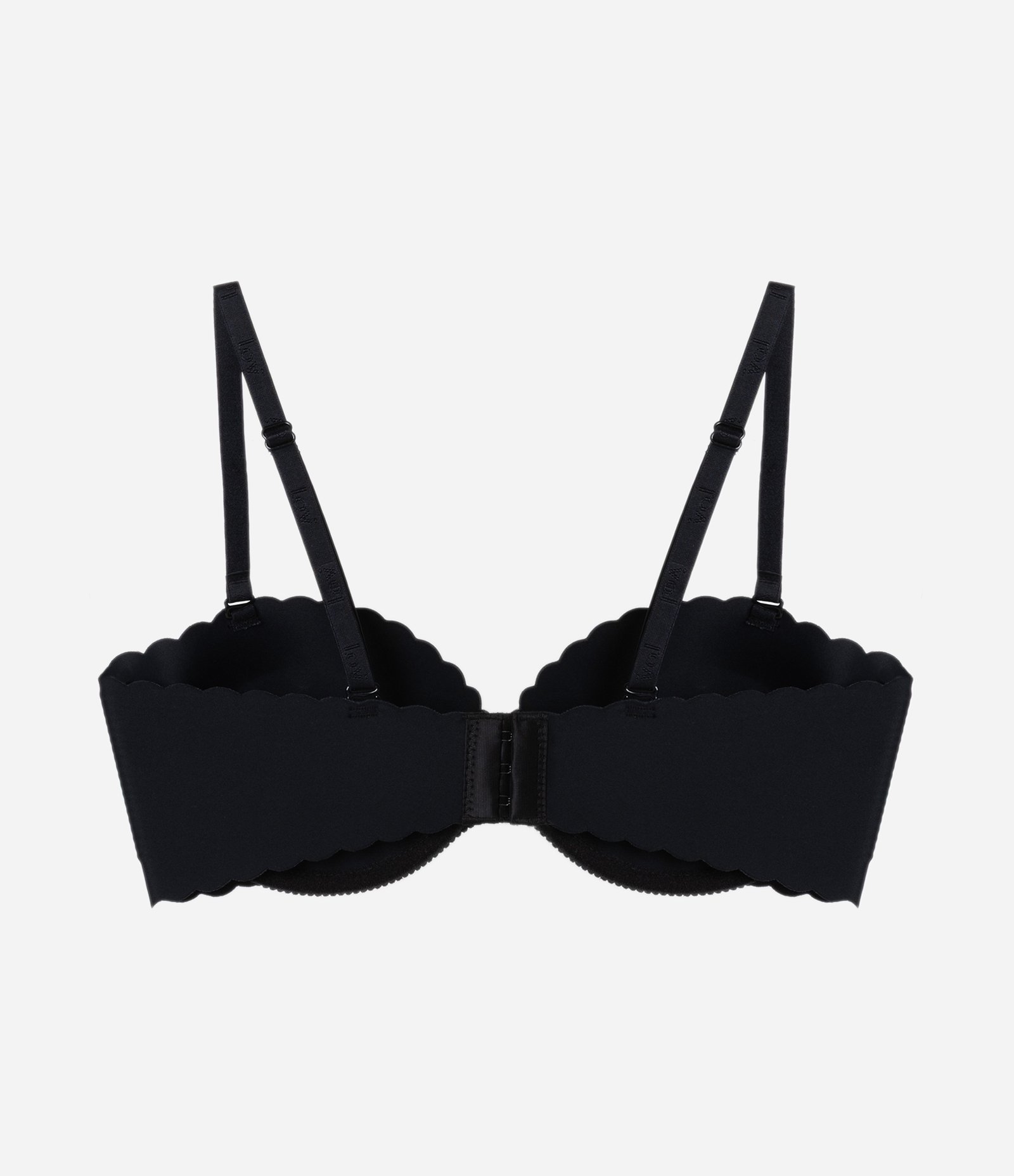 Sutiã sem Alça em Microfibra com Bojo Bolha e Borda Nuvem Preto