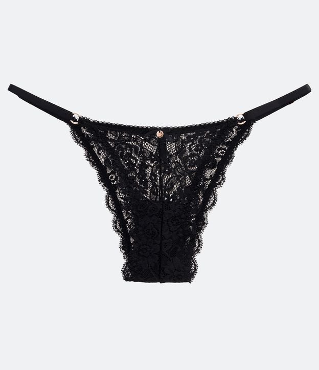 Calcinha String em Renda Floral com Lateral Regulável