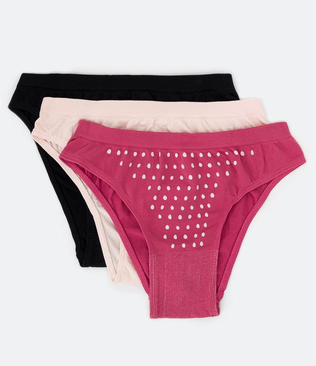 Kit 03 Calcinhas Biquíni em Microfibra com Cós Elástico sem Costura ...