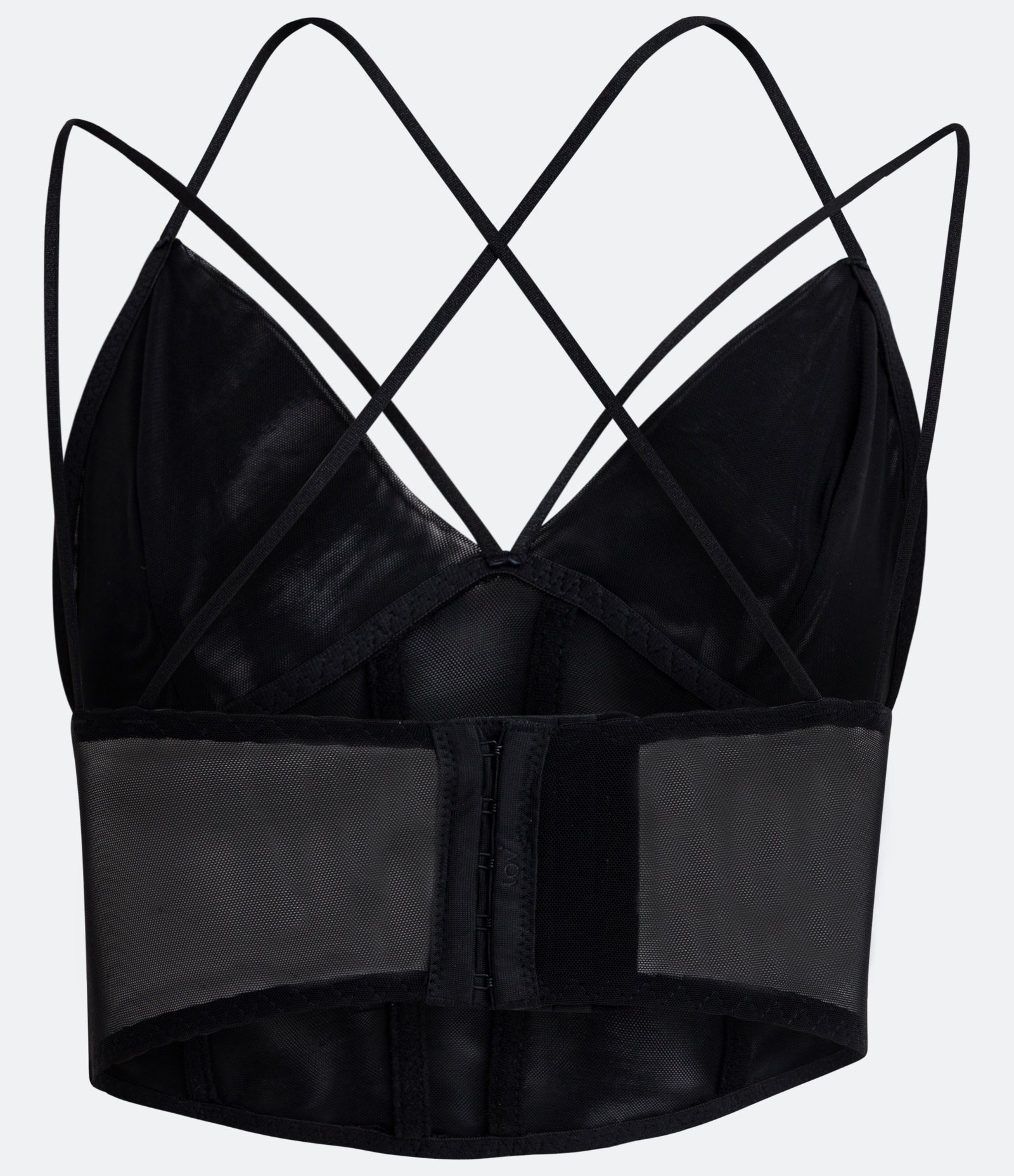 Sutiã Corset em Tule Sem Bojo com Alça Dupla Preto