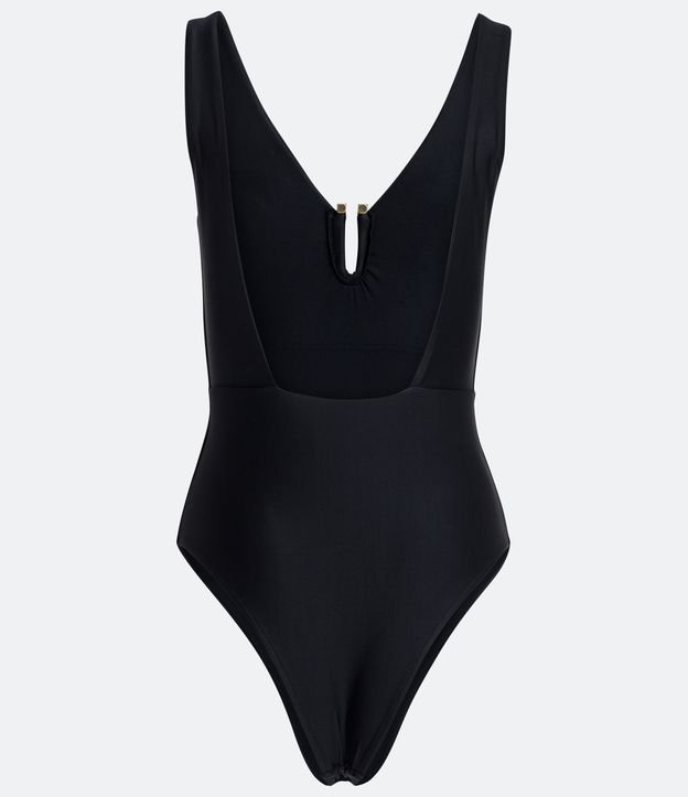 Maiô Body Em Poliamida Com Decote V E Detalhe No Busto Preto