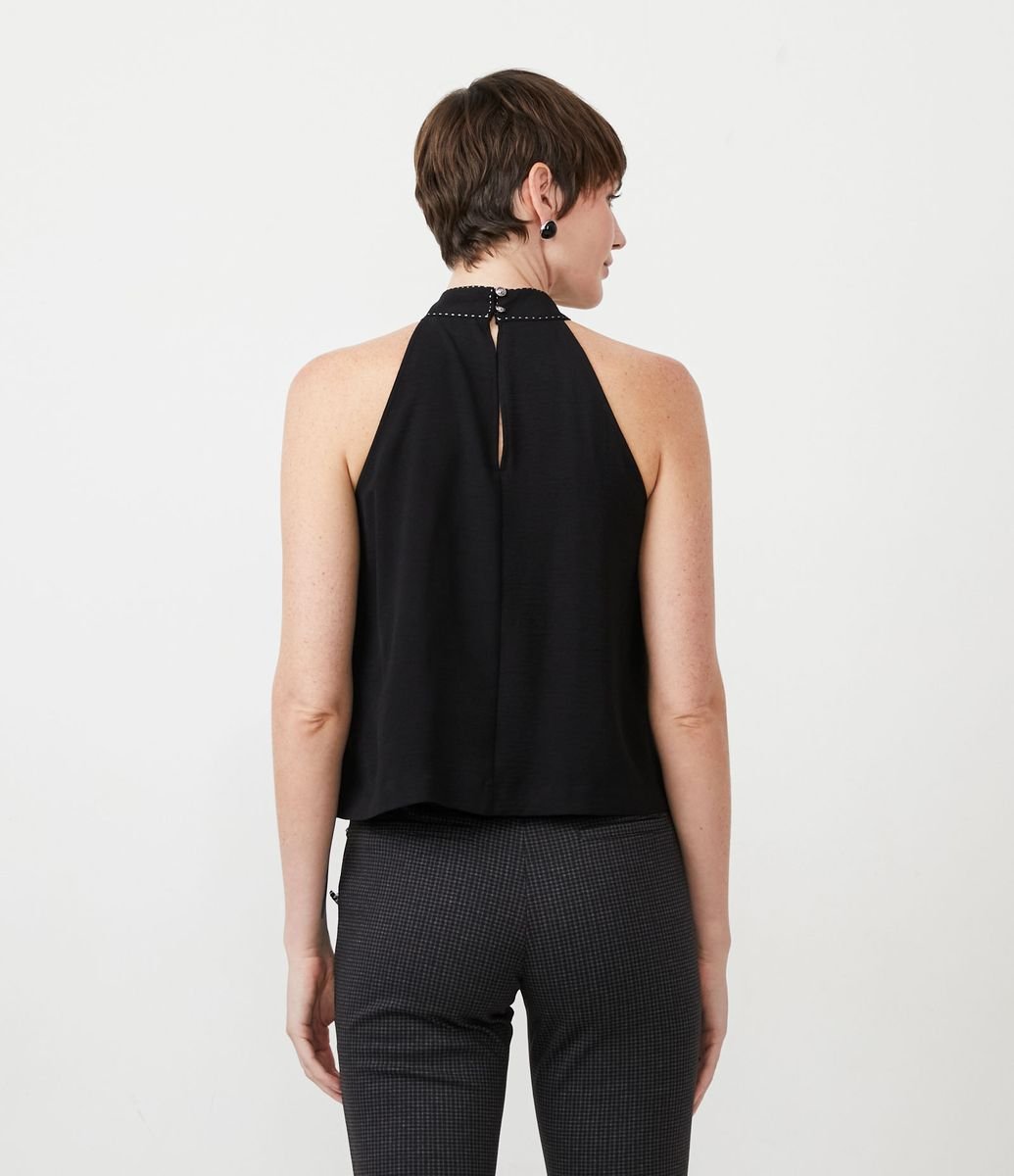 Blusa com Gola Halter e Laço no Decote Preto - Renner
