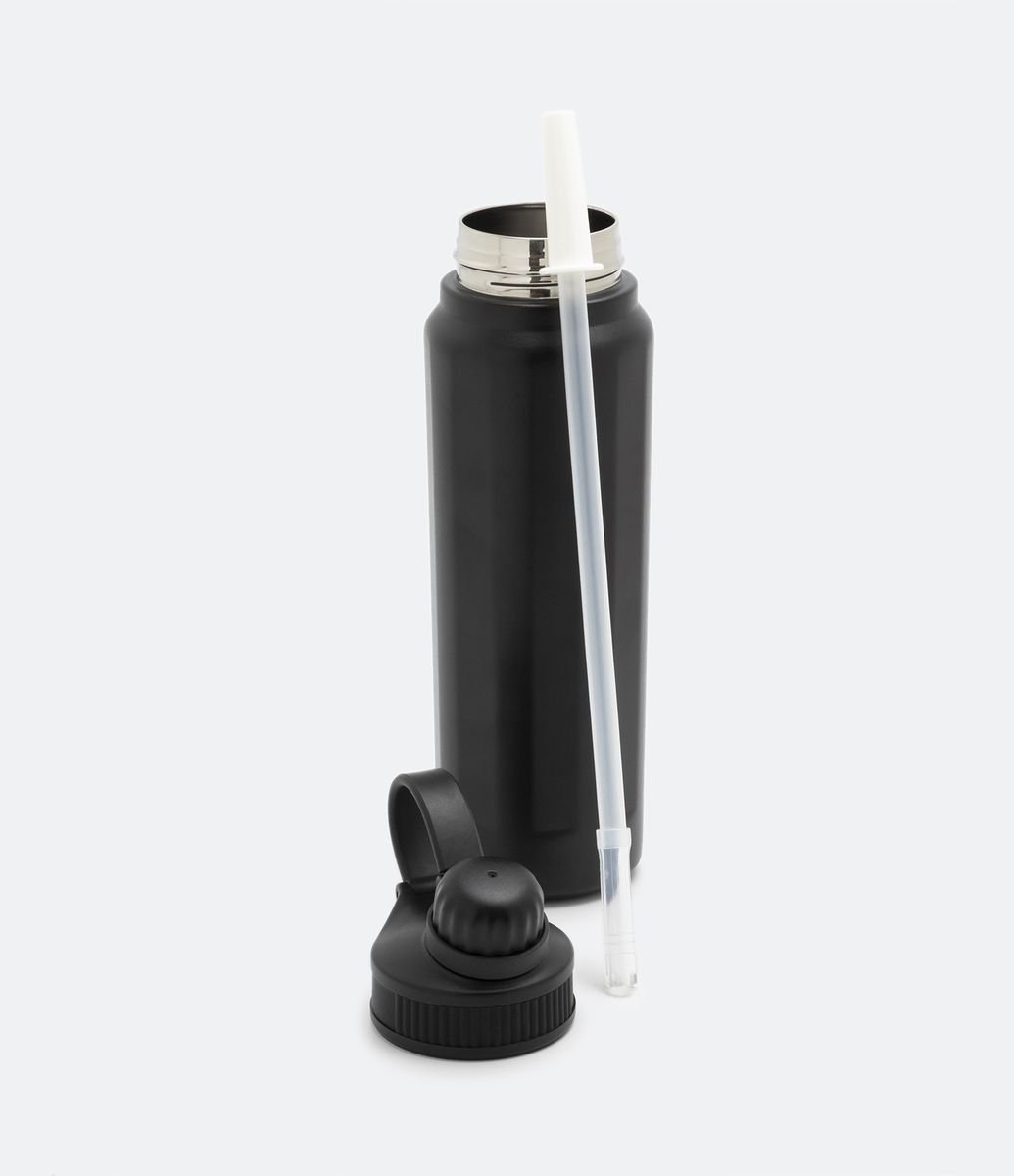 Garrafa Plástica com Canudo e Alça Embutida 800ml Preto - Renner