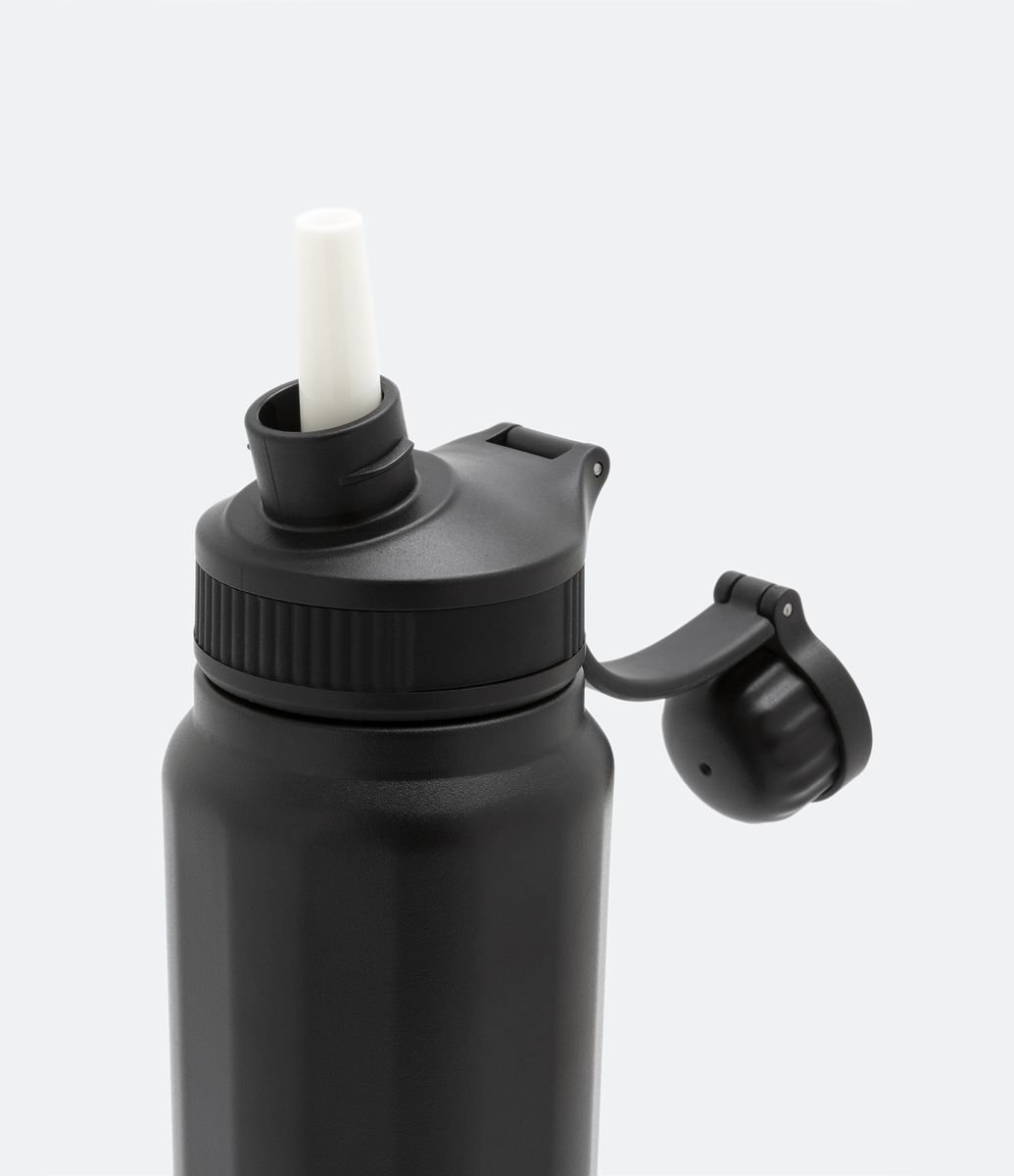 Garrafa Plástica com Canudo e Alça Embutida 800ml Preto - Renner
