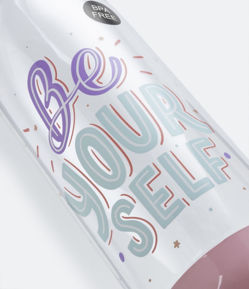 Garrafa com Tampa de Rosca e Estampa em Lettering Rosa - Renner