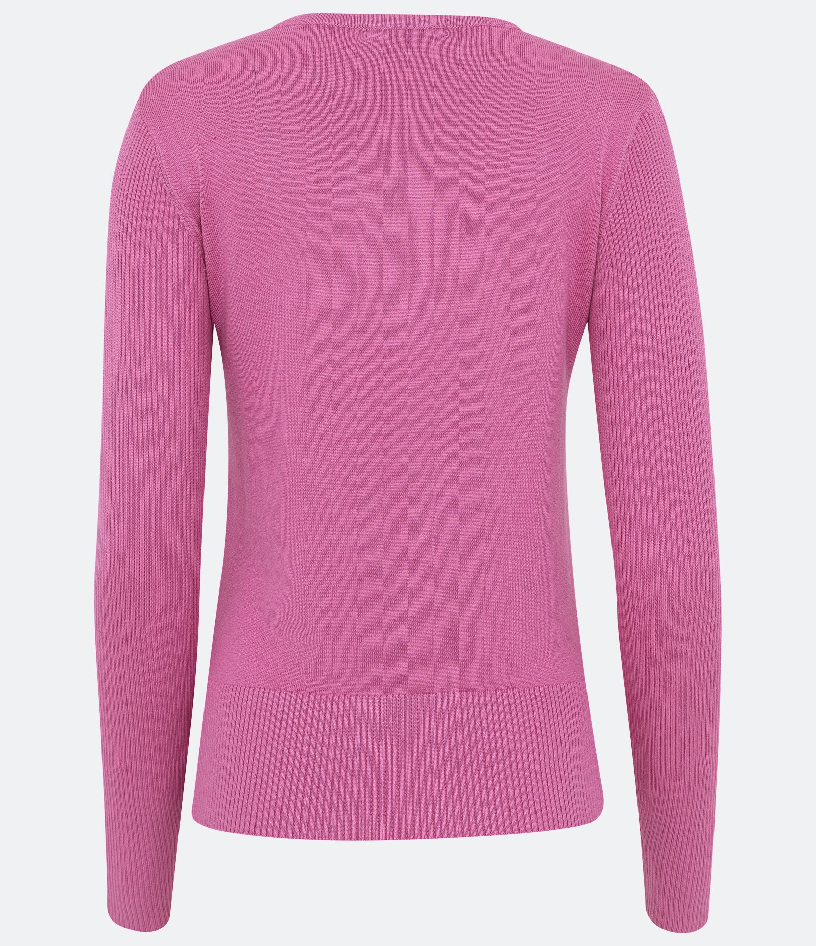 Suéter Alongado em Tricô com Manga Longa Rosa