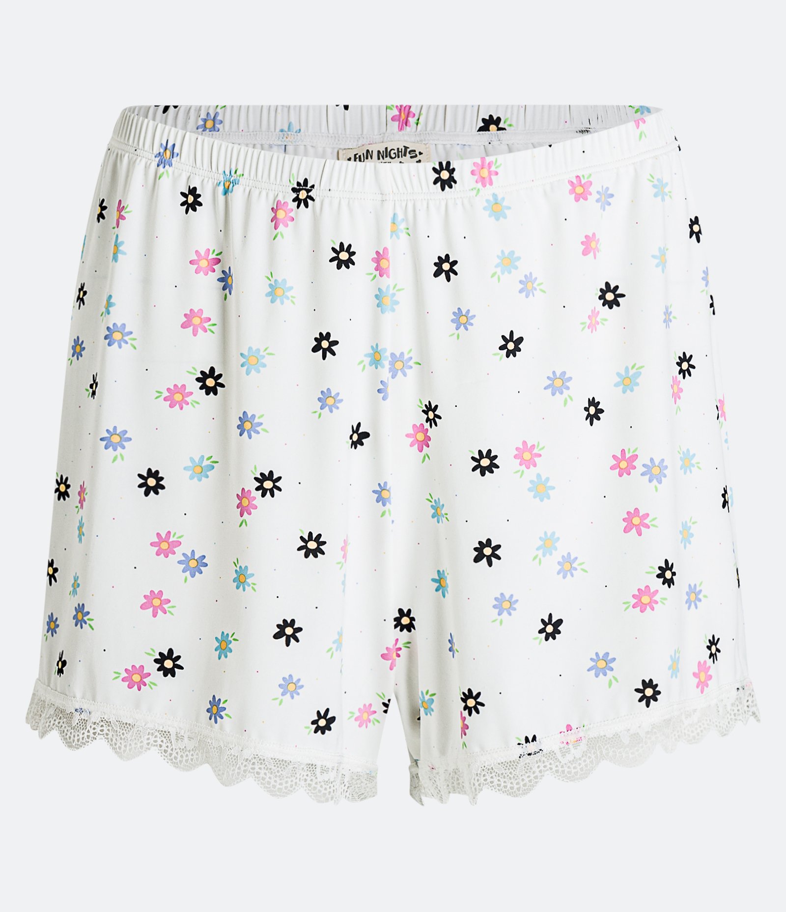 Pijama Short Doll Alcinha em Poliamida com Estampa Floral Preto/ Branco