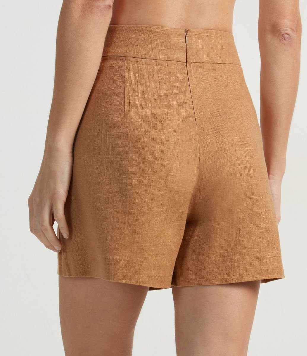Short em Viscolinho com Dobras Sobrepostas Marrom - Renner