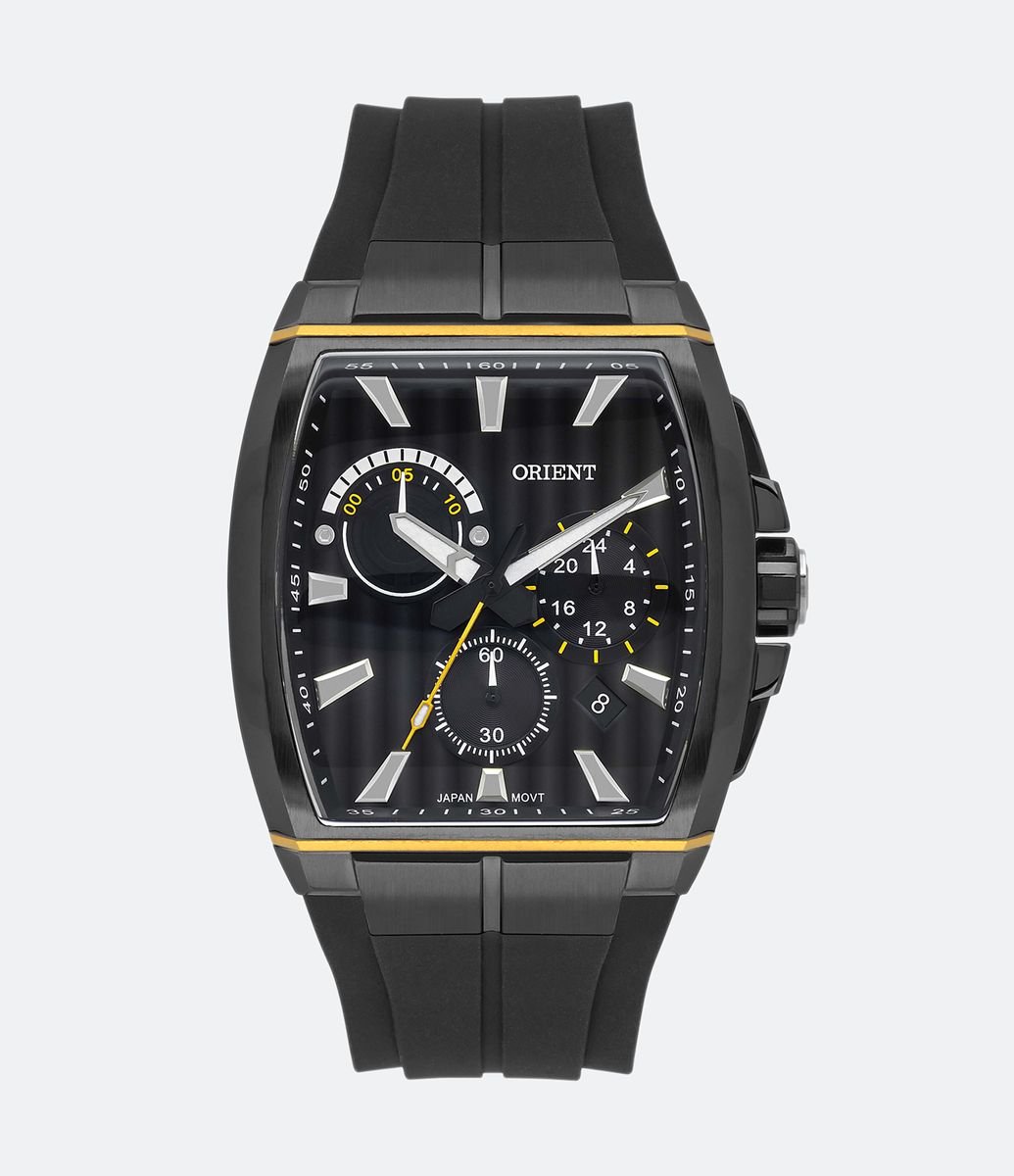 Relógio Orient Analógico com Pulseira em Silicone e Caixa em Aço Preto