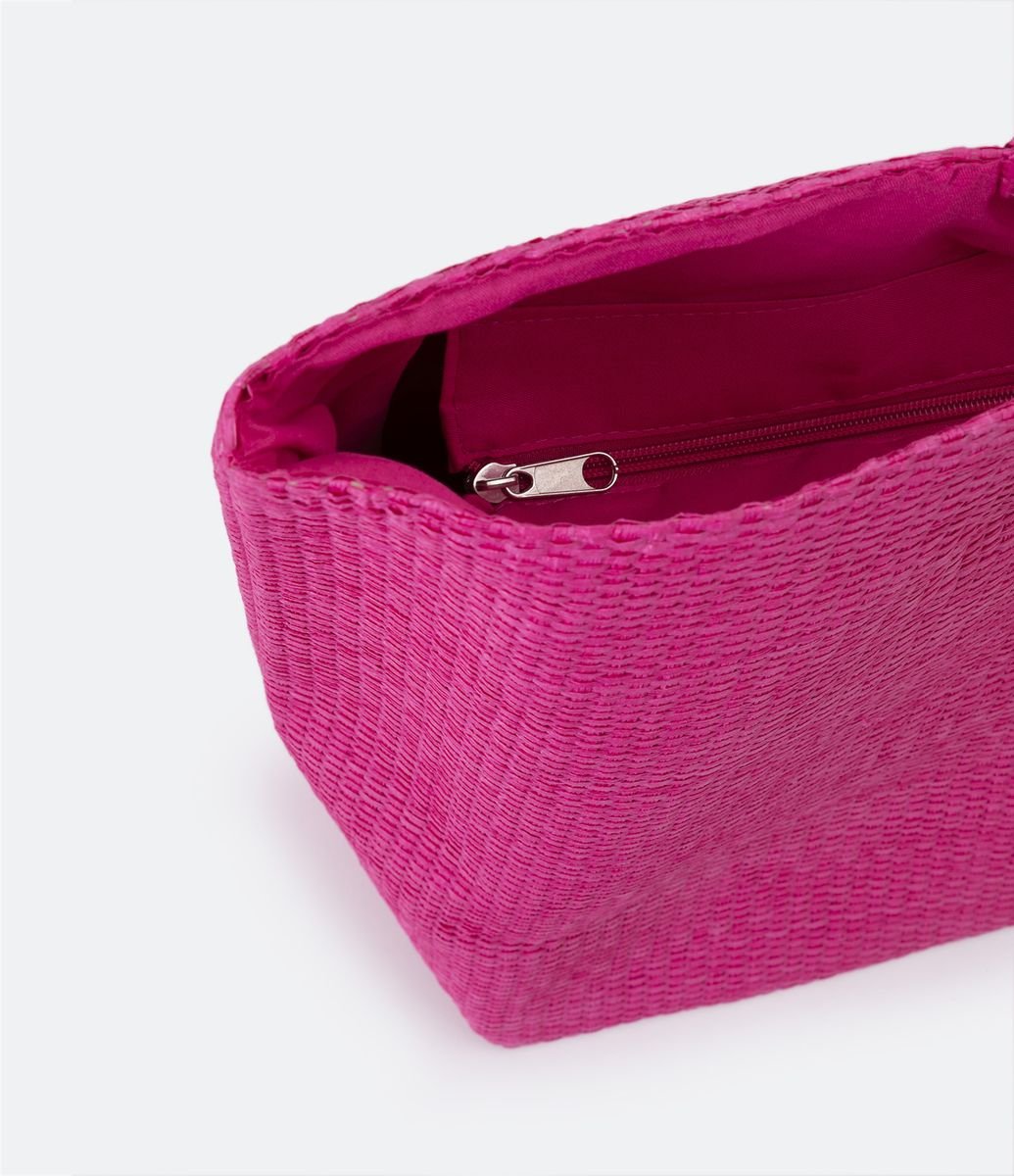 Bolsa de Praia Grande em Fibra de Papel Trançada Rosa - Renner