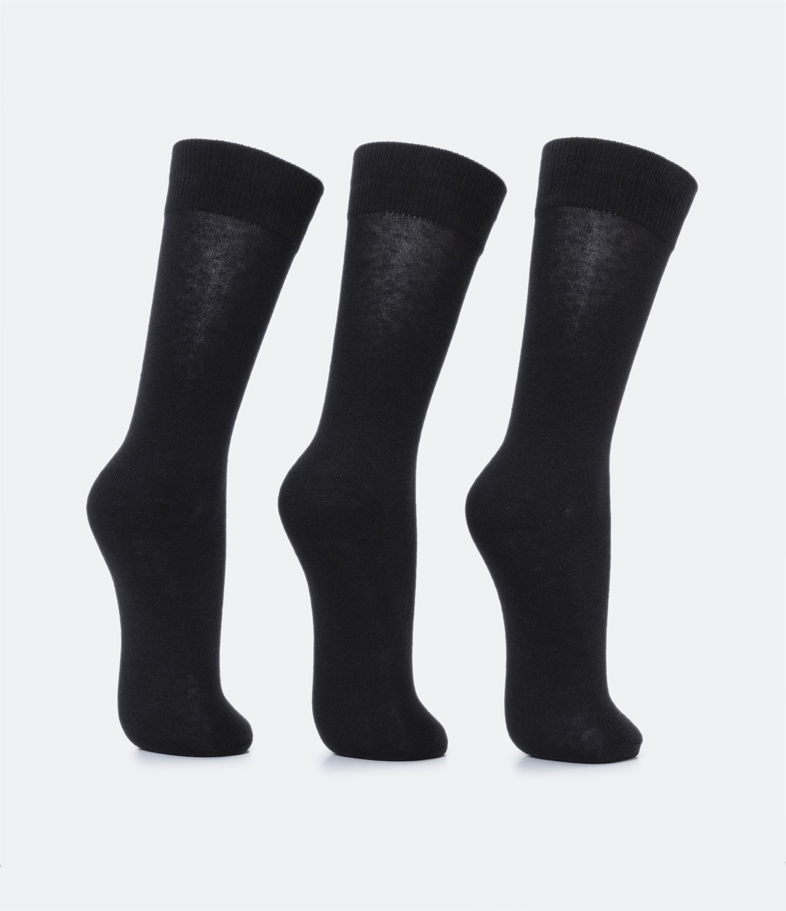 Kit 03 Pares de Meia Social Cano Alto em Algodão Preto