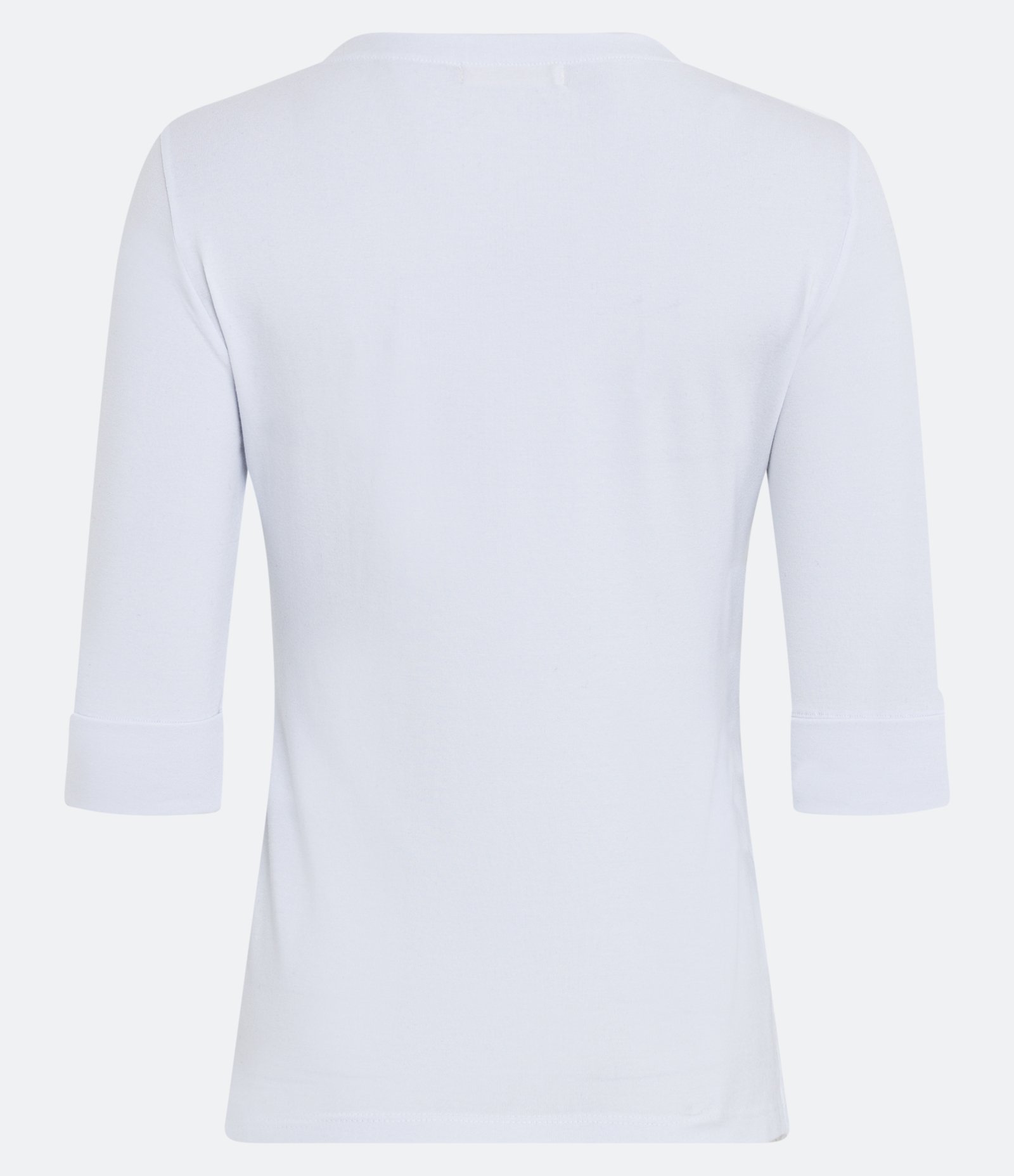 Blusa Alongada com Gola Canoa e Manga 3/4 com Dobra na Barra Branco