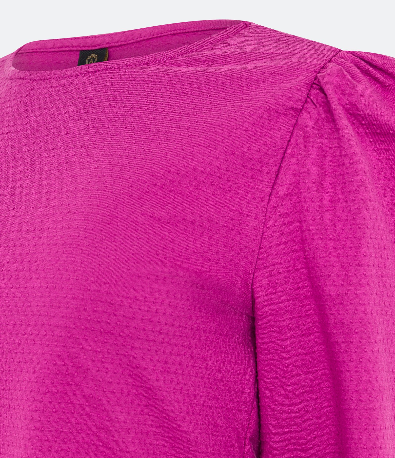 Blusa em Cotton Texturizada com Manga Bufante Rosa Fuchsia