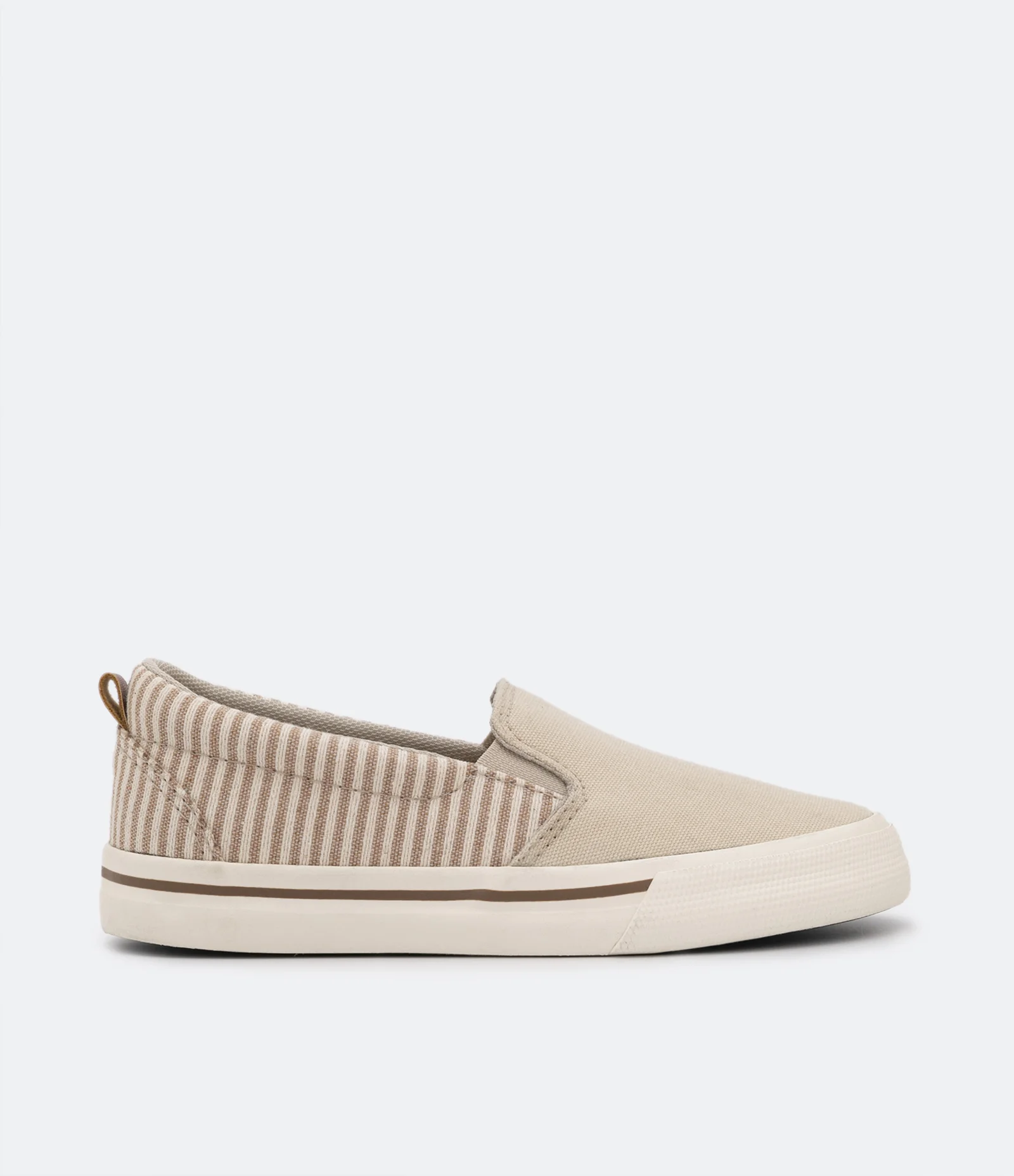Tênis Slip On Infantil com Listras - Tam 28 ao 37 Bege