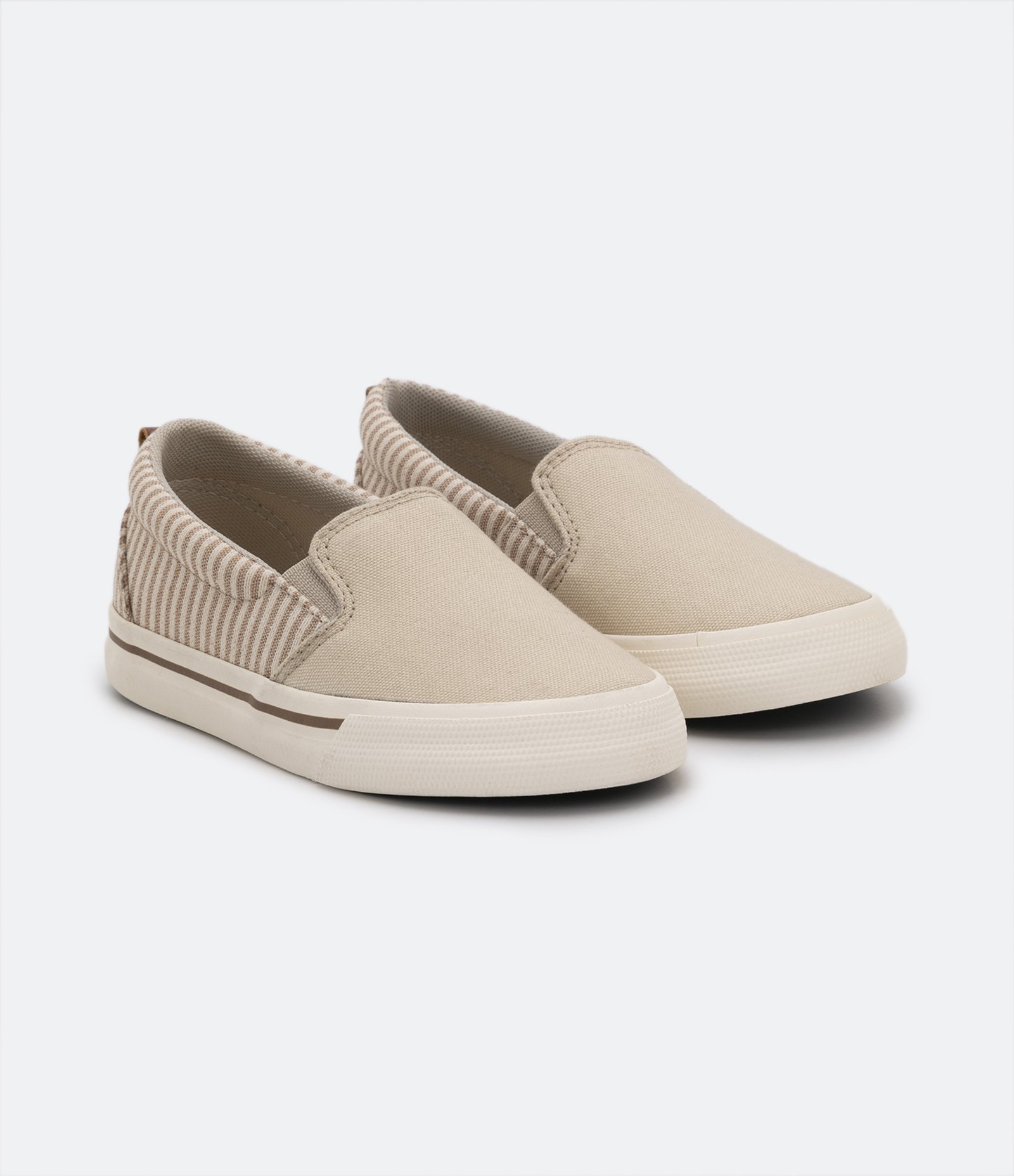 Tênis Slip On Infantil com Listras - Tam 28 ao 37 Bege