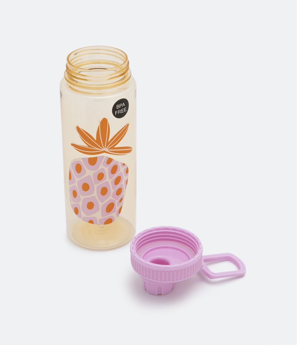 Garrafa Plástica com Estampa de Abacaxi Rosa - Renner