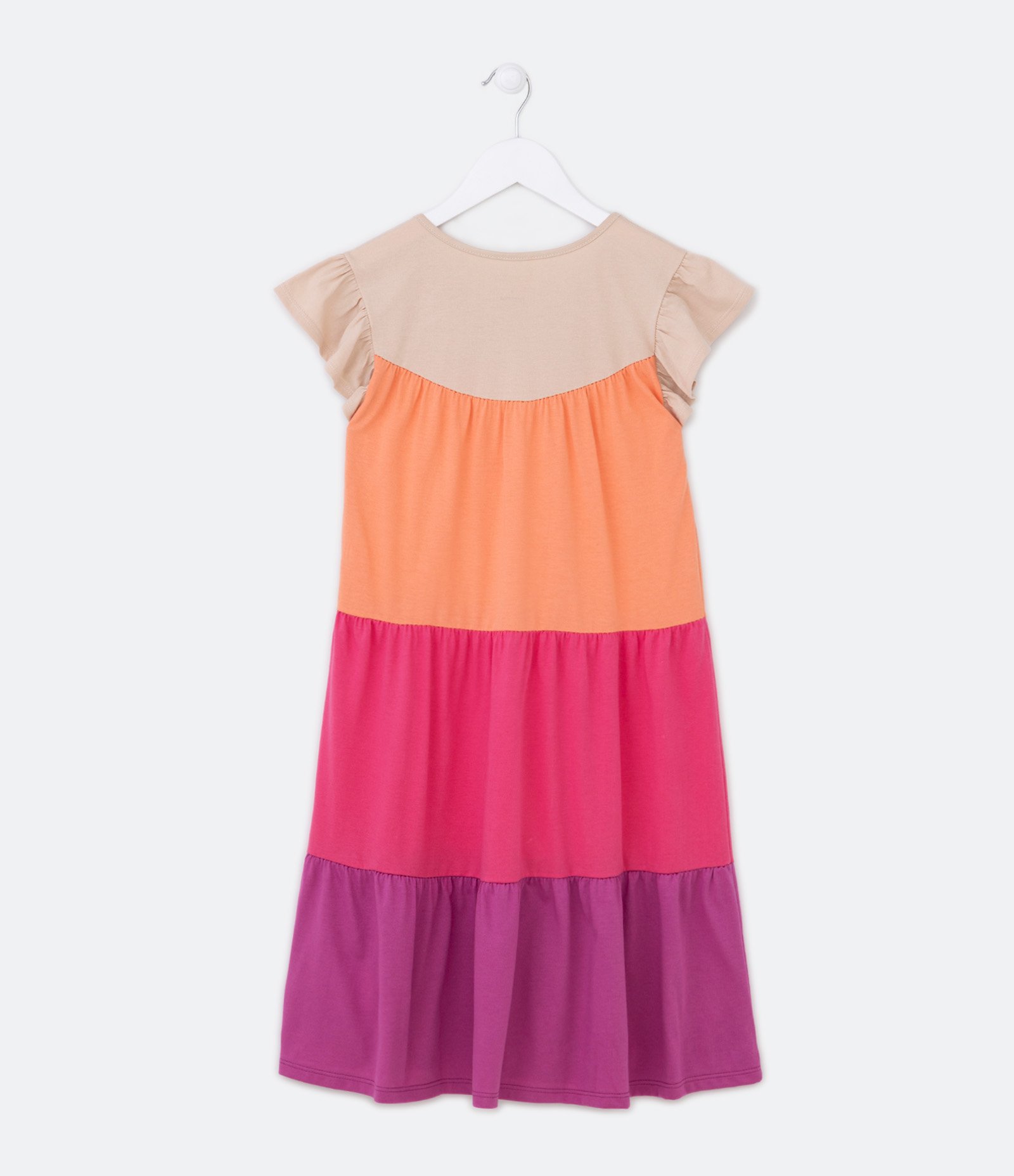 Vestido Marias Infantil com Recortes em Blocos de Cor e Babados - Tam 5 ...