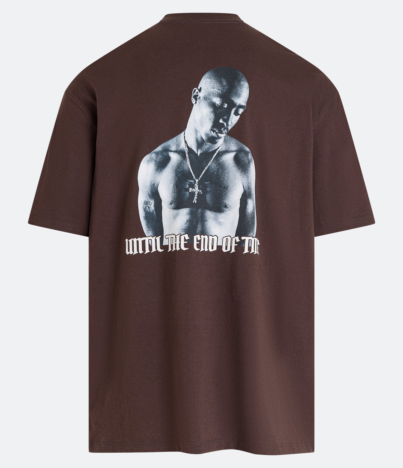 Camiseta Relaxed em Meia Malha com Estampa Tupac Marrom