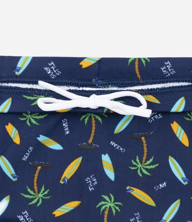 Sunga Boxer Infantil com Estampa Praiana - Tam 2 a 4 anos Azul