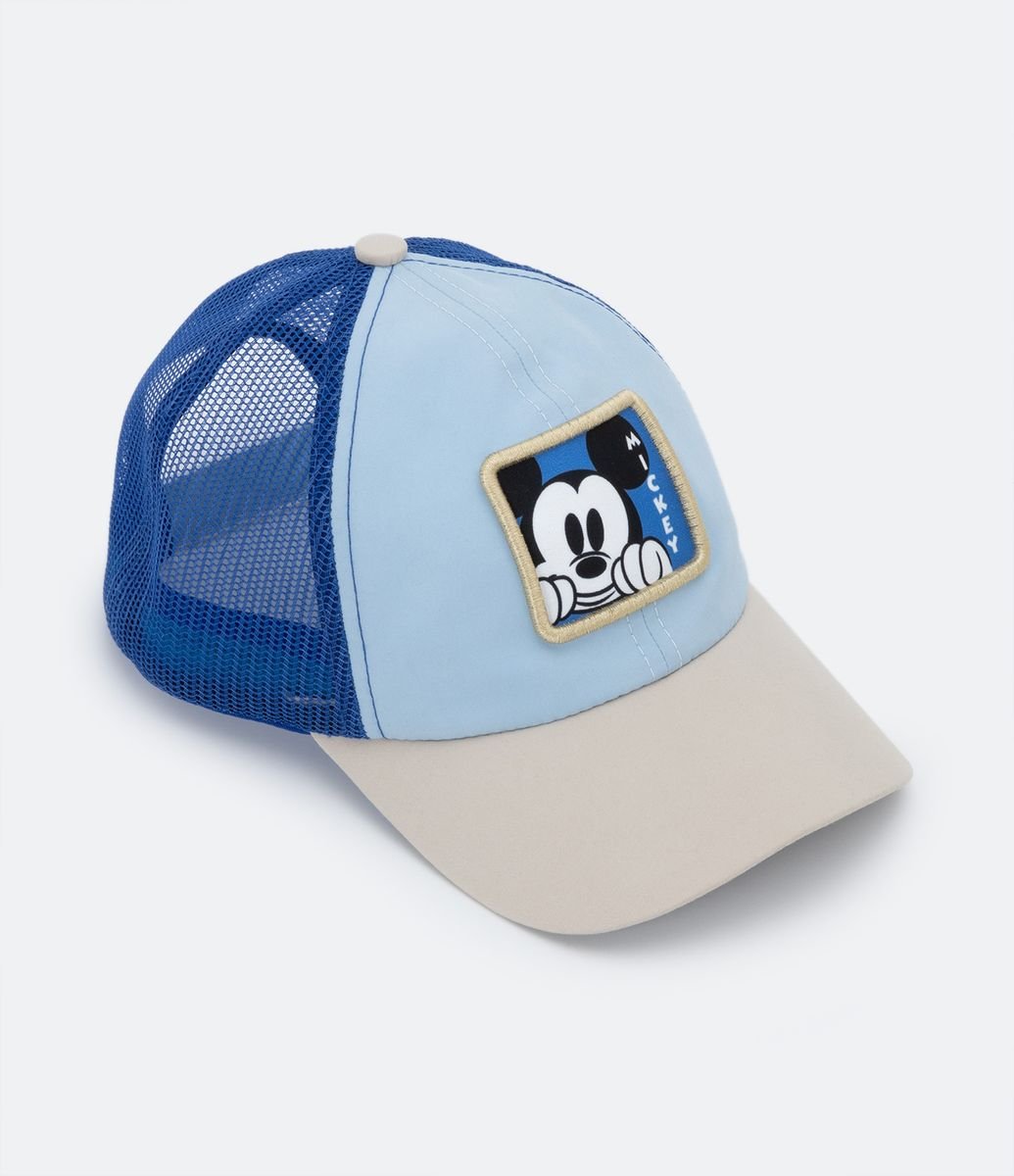 Boné Aba Curva Infantil com Telinha e Estampa Mickey Azul - Renner