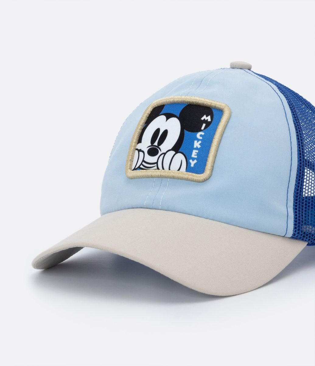 Boné Aba Curva Infantil com Telinha e Estampa Mickey Azul - Renner