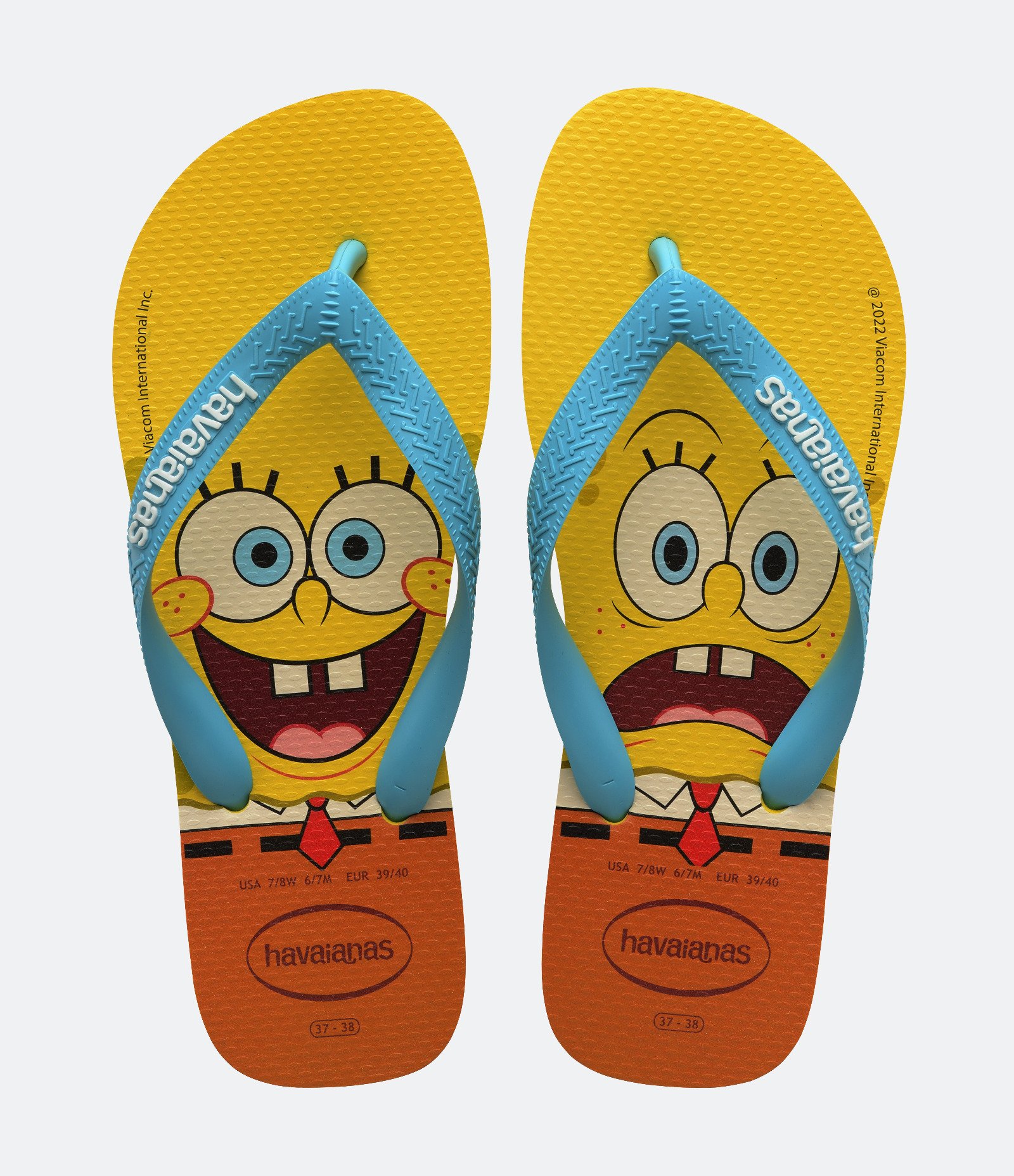 Chinelo de Tiras Havaianas com Estampa do Bob Esponja Amarelo