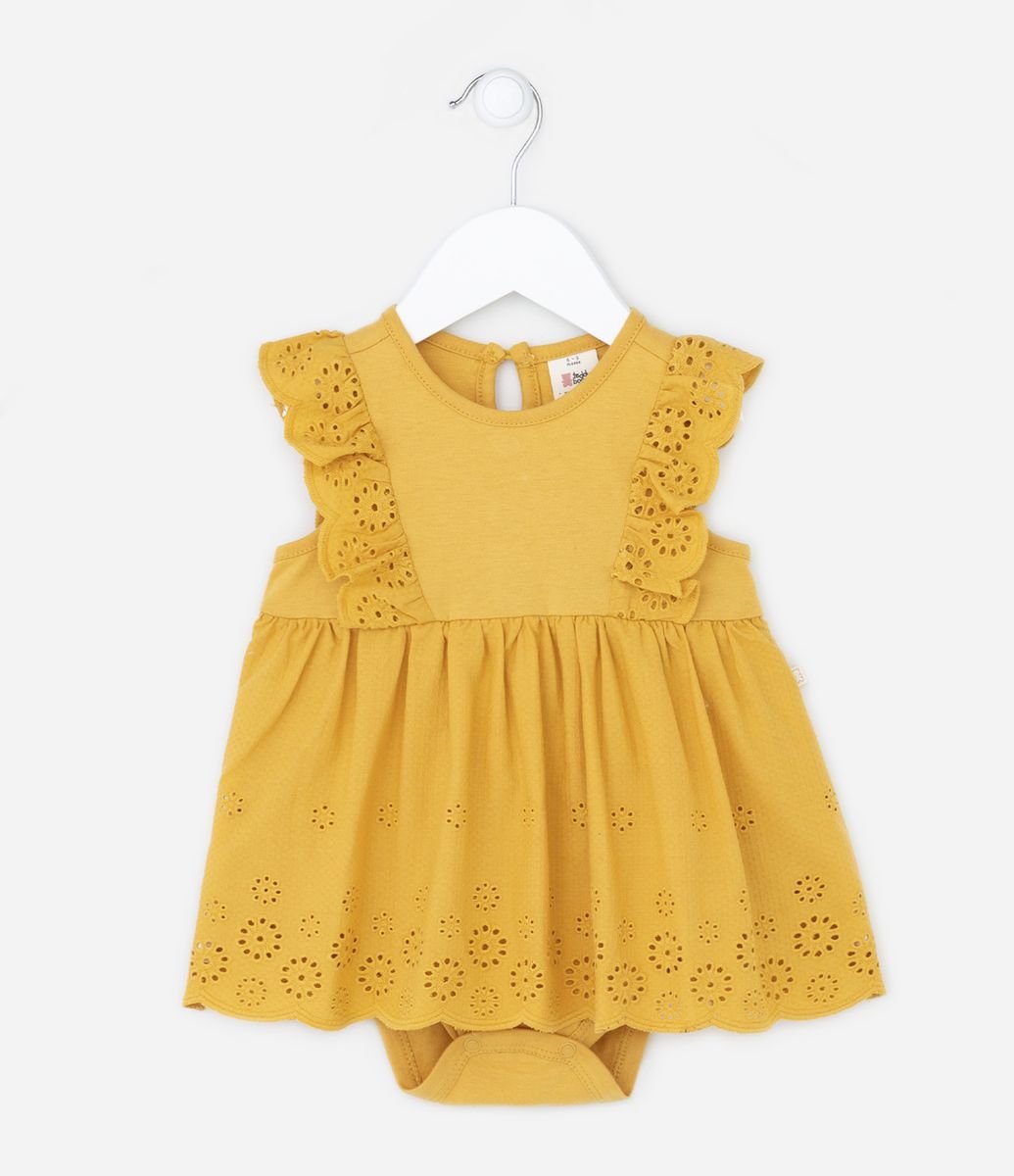 Vestido Body Infantil com Babados e Barra em Broderie - Tam 0 a 18 ...