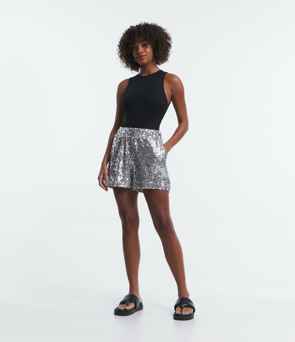 Body sem Manga em Ribana de Poliamida Preto