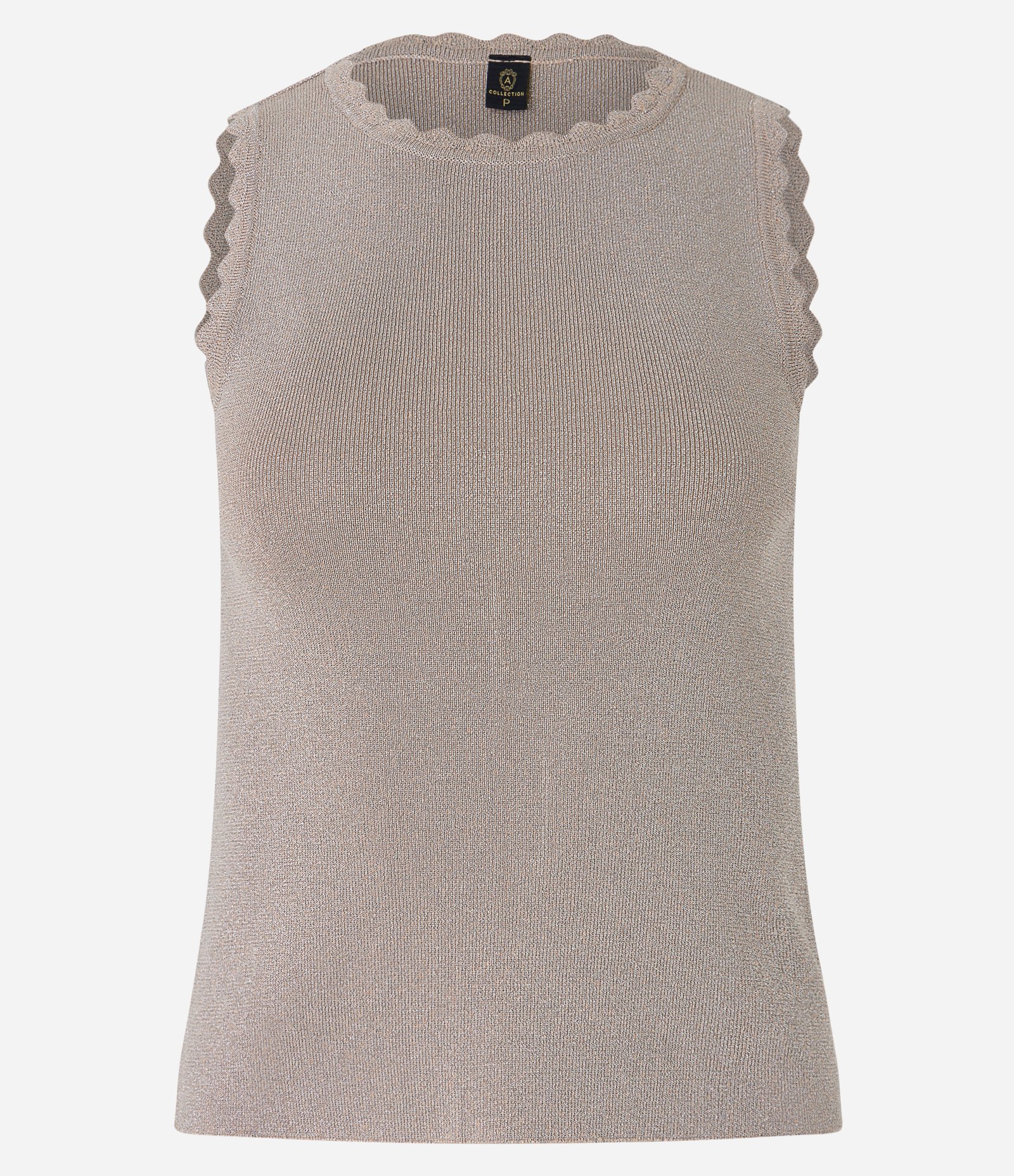 Blusa Sem Manga em Viscose com Brilho e Textura Nuvem Marrom Blusa Sem Manga em Viscose com Brilho e Textura Nuvem Marrom