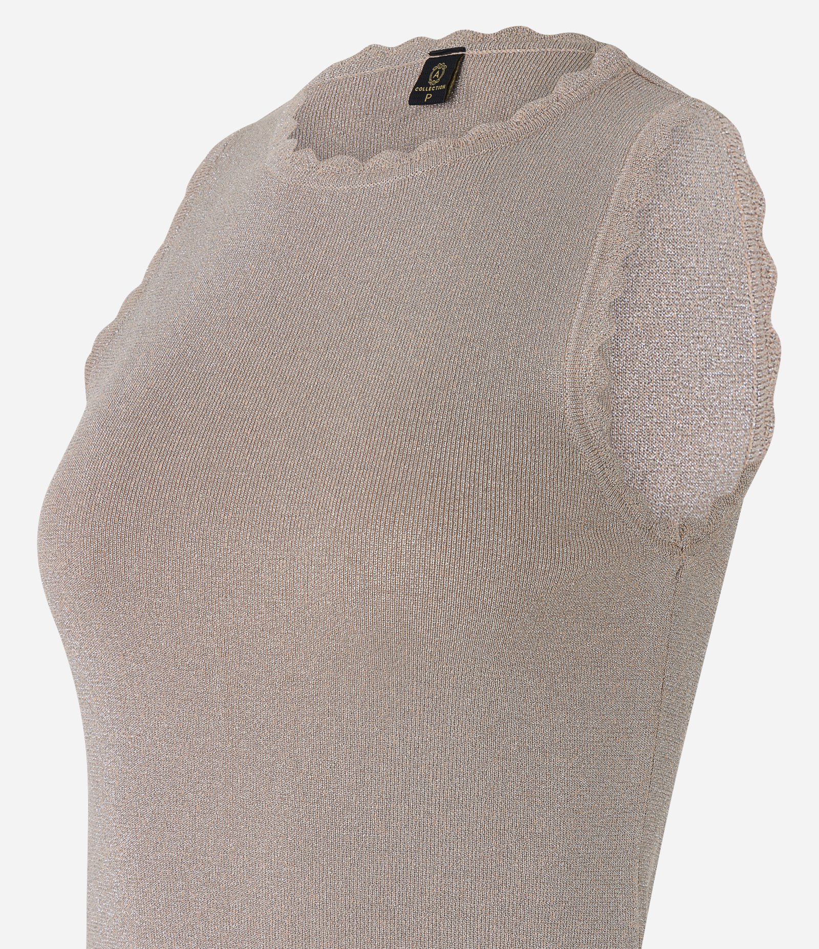 Blusa Sem Manga em Viscose com Brilho e Textura Nuvem Marrom Blusa Sem Manga em Viscose com Brilho e Textura Nuvem Marrom