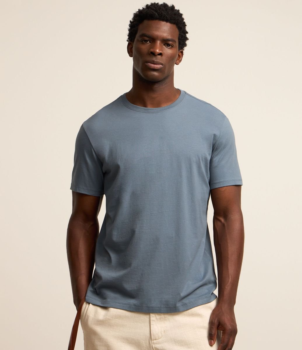 Camiseta Comfort Básica em Algodão Peruano Azul