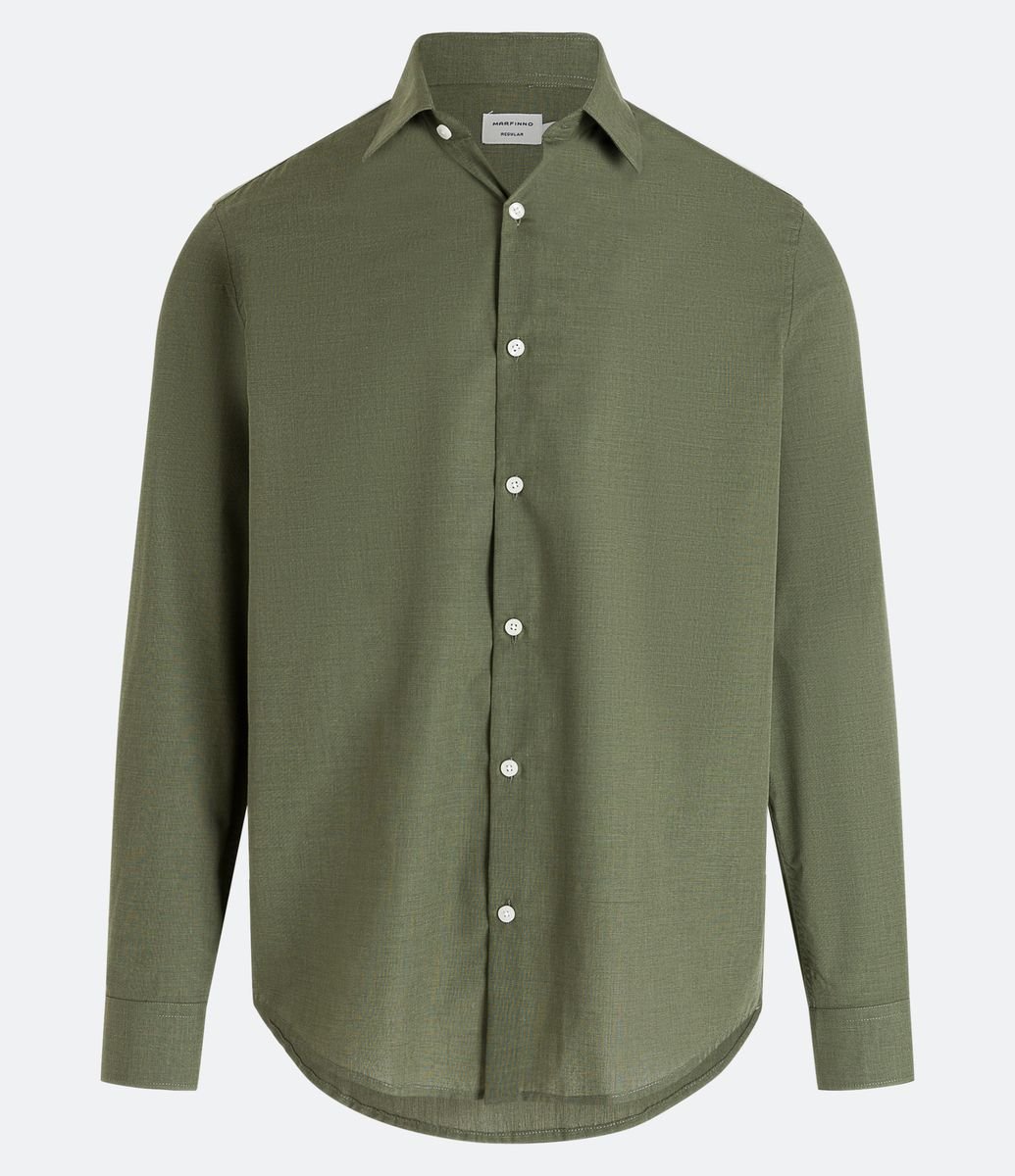 Camisa Regular Básica em Algodão com Fil a Fil Verde Oliva - Renner