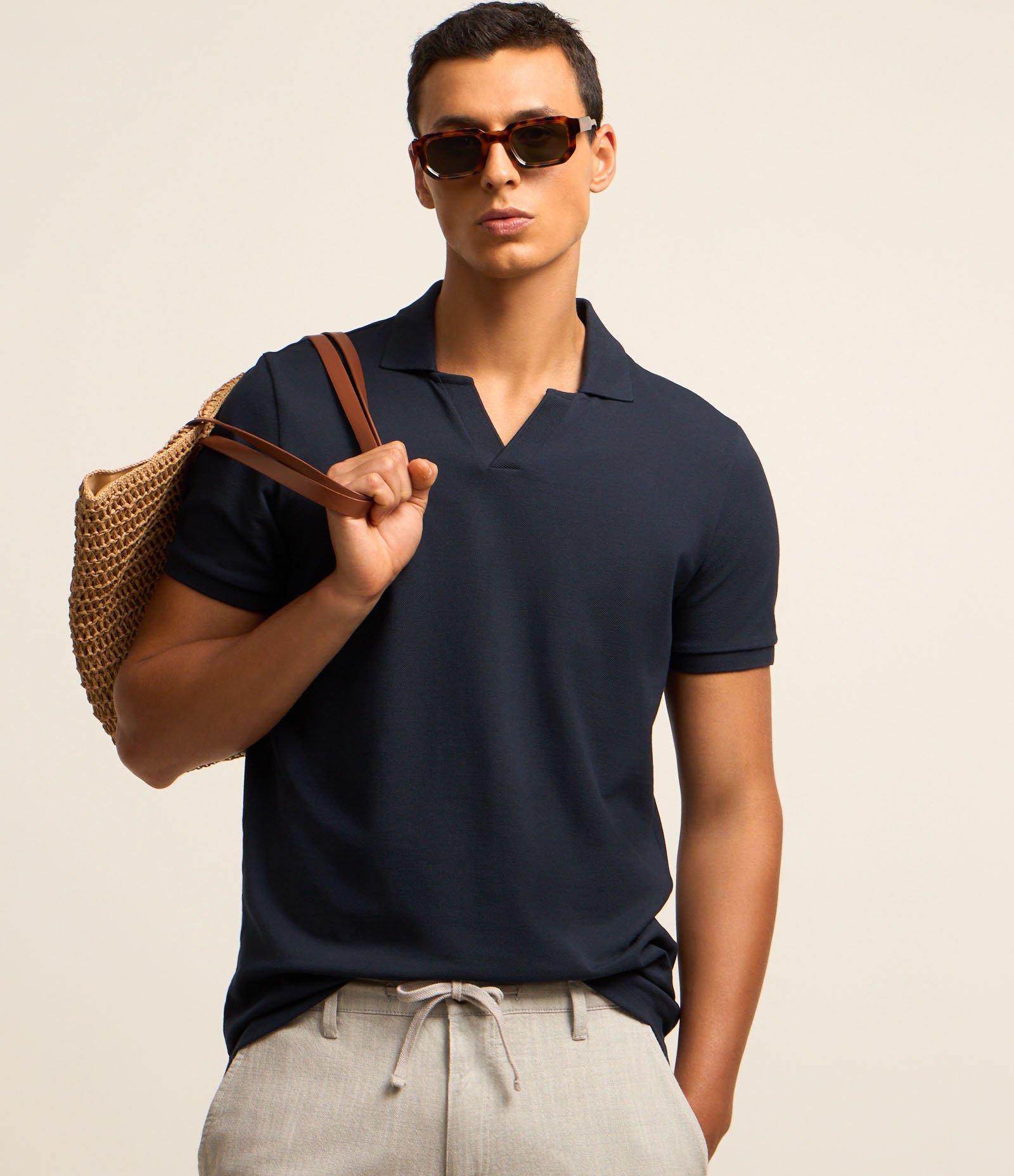 Camisa Polo Regular em Algodão com Textura