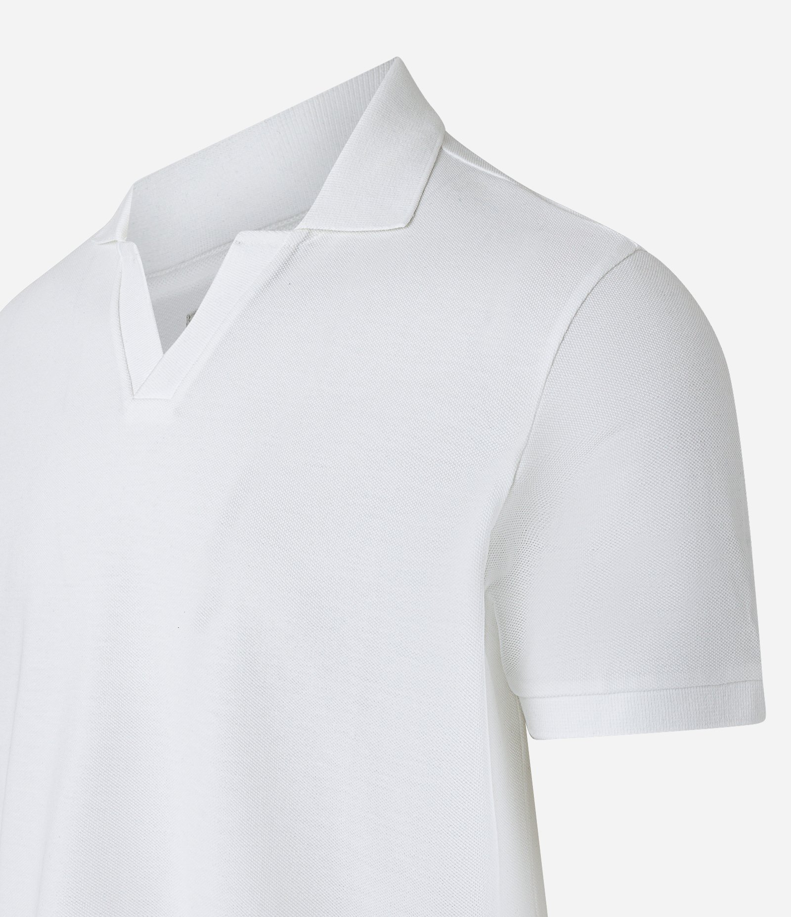 Camiseta Polo Regular em Algodão com Textura com Gola V