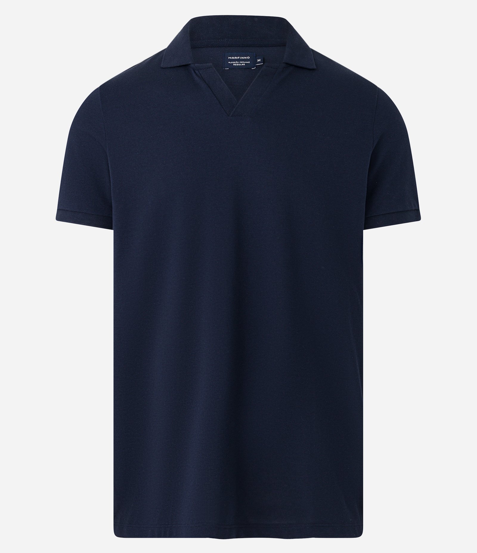 Camisa Polo Regular em Algodão com Textura Azul Marinho