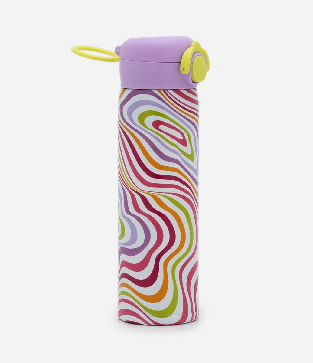 Garrafa Térmica em Metal com Estampa de Arco-íris 400ml Multicores - Renner