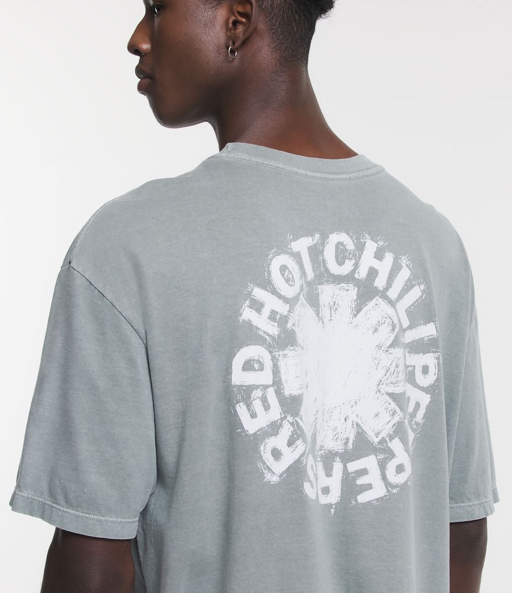 Camiseta Relaxed em Meia Malha com Estampa Red Hot Chili Peppers Verde ...