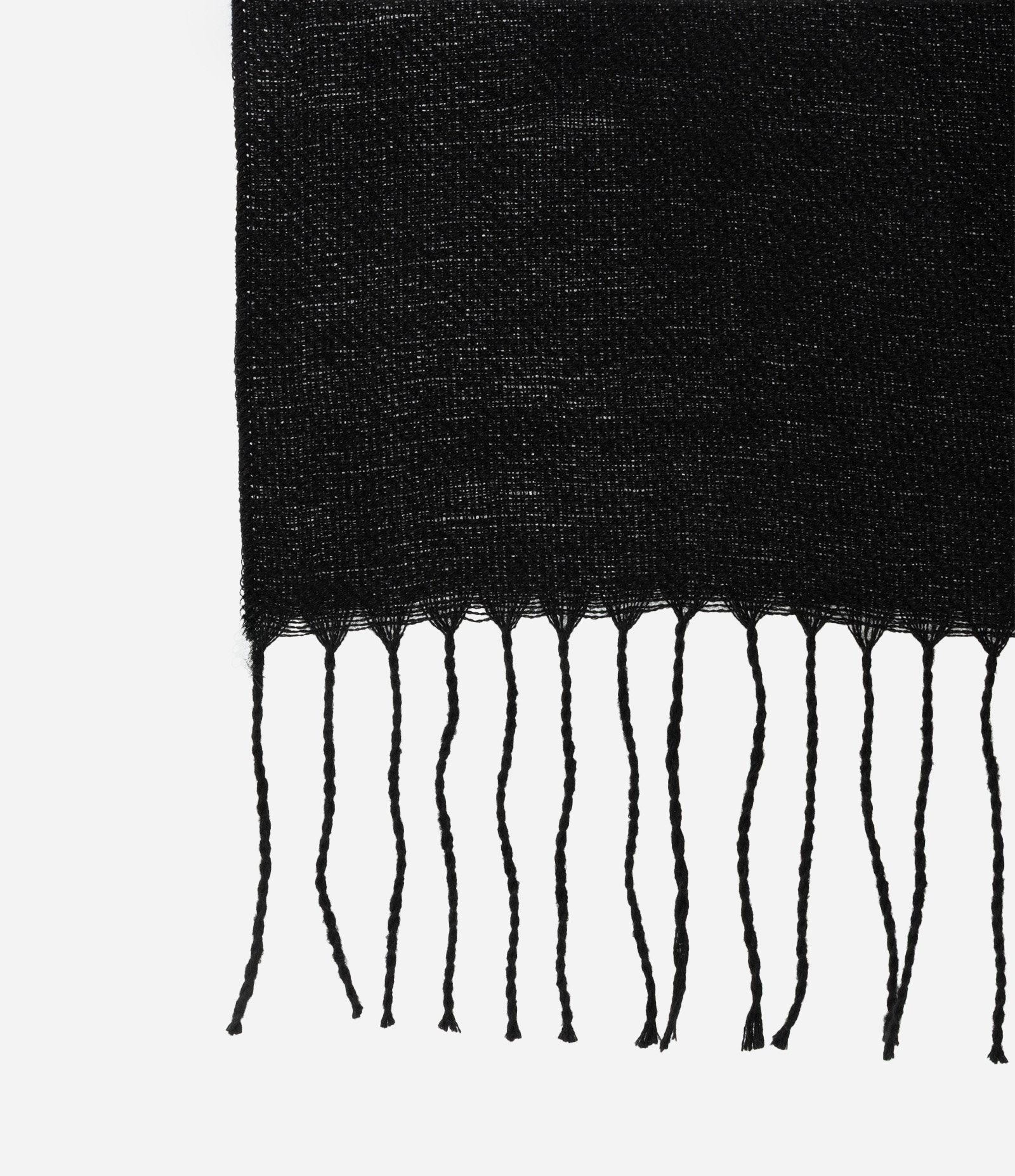 Cachecol Dupla Face em Tricô com Franjas nas Pontas Preto